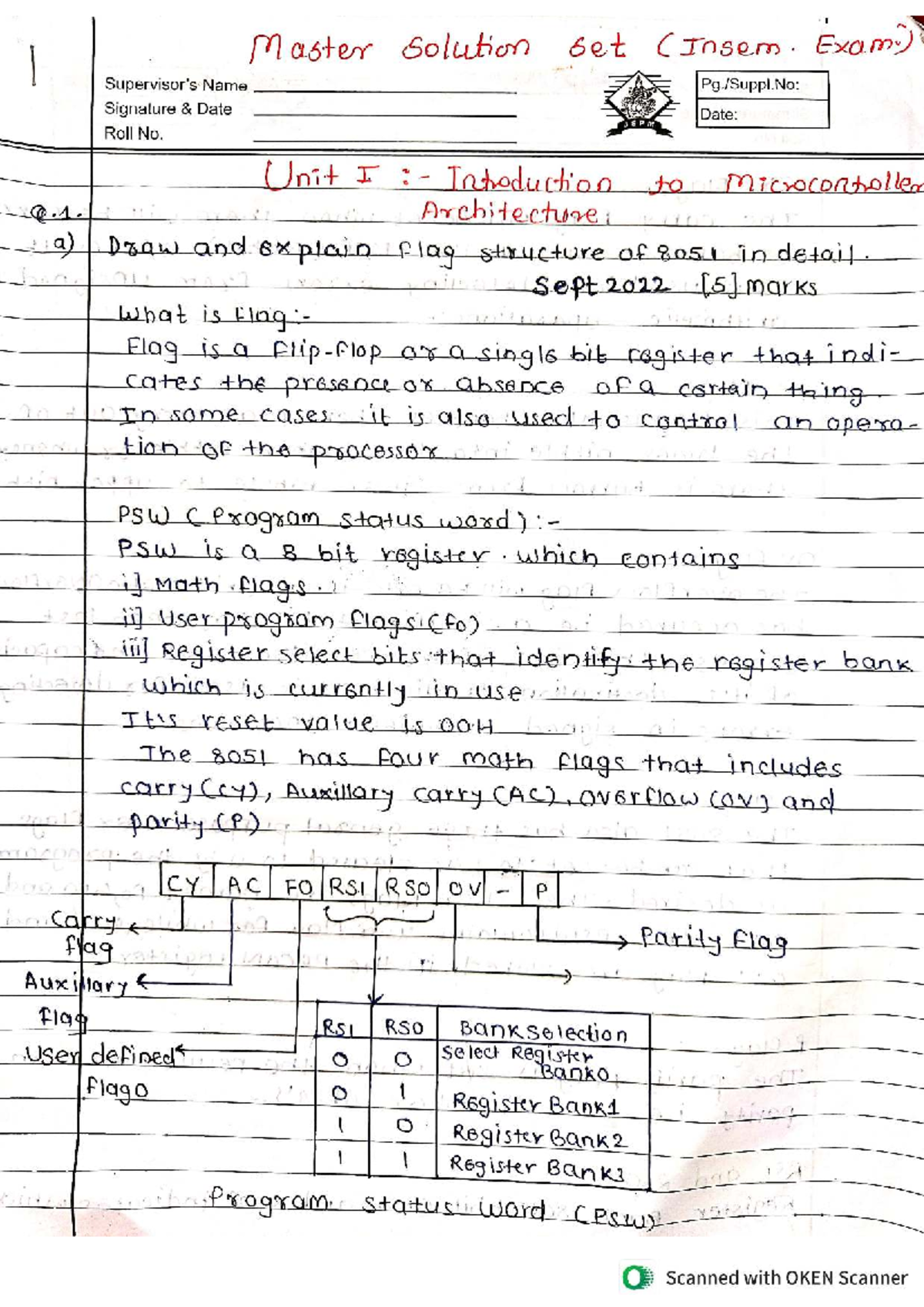 MC Insem Exam Master Solution Set: Unit 1 Microcontroller Insights - Studocu