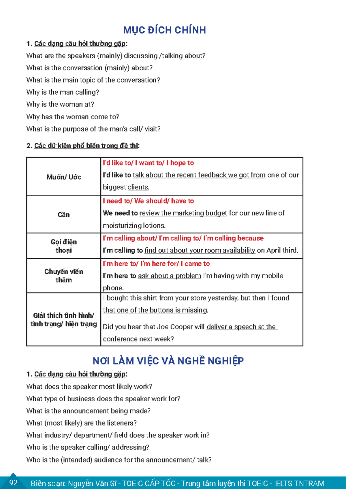 TOEIC Listening Part 3: Common Questions and Useful Phrases - Studocu