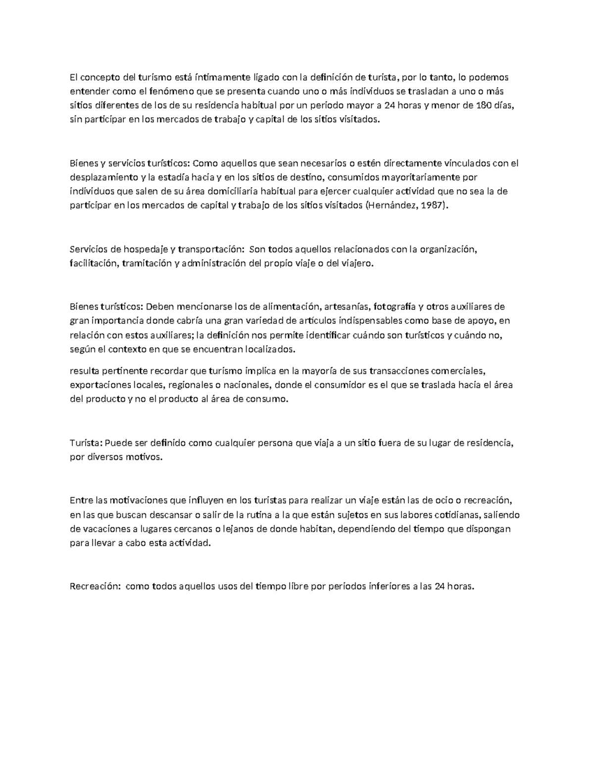 El concepto de turismo y su relación con el turista - Studocu