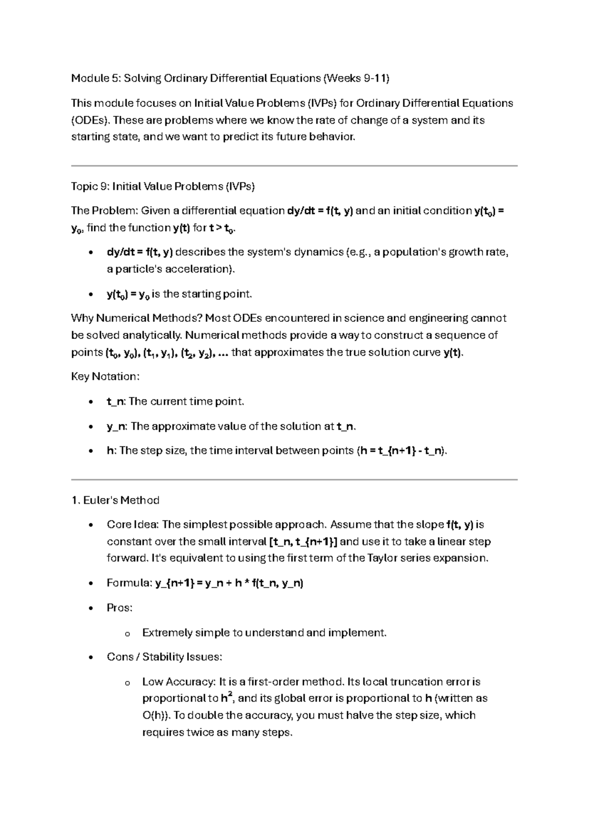 Module 5: Solving ODEs - Initial Value Problems & Numerical Methods ...