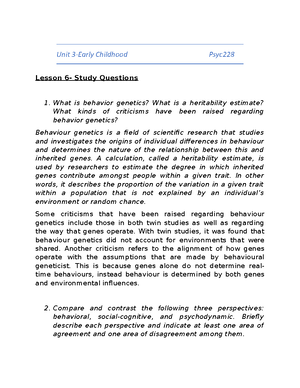 Chapter 3 Questionnaire - Visualizing the Lifespan - Comprehensive ...