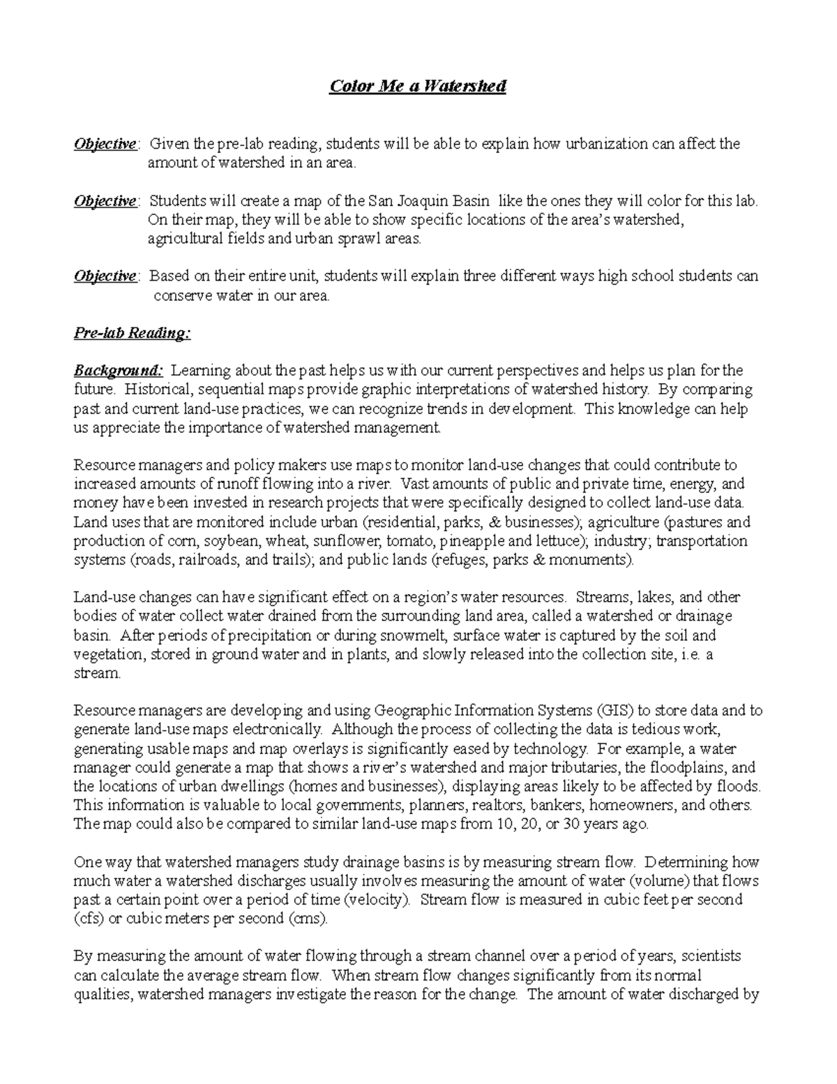 Color Me a Watershed: Understanding Urban Impact on Watersheds - Studocu