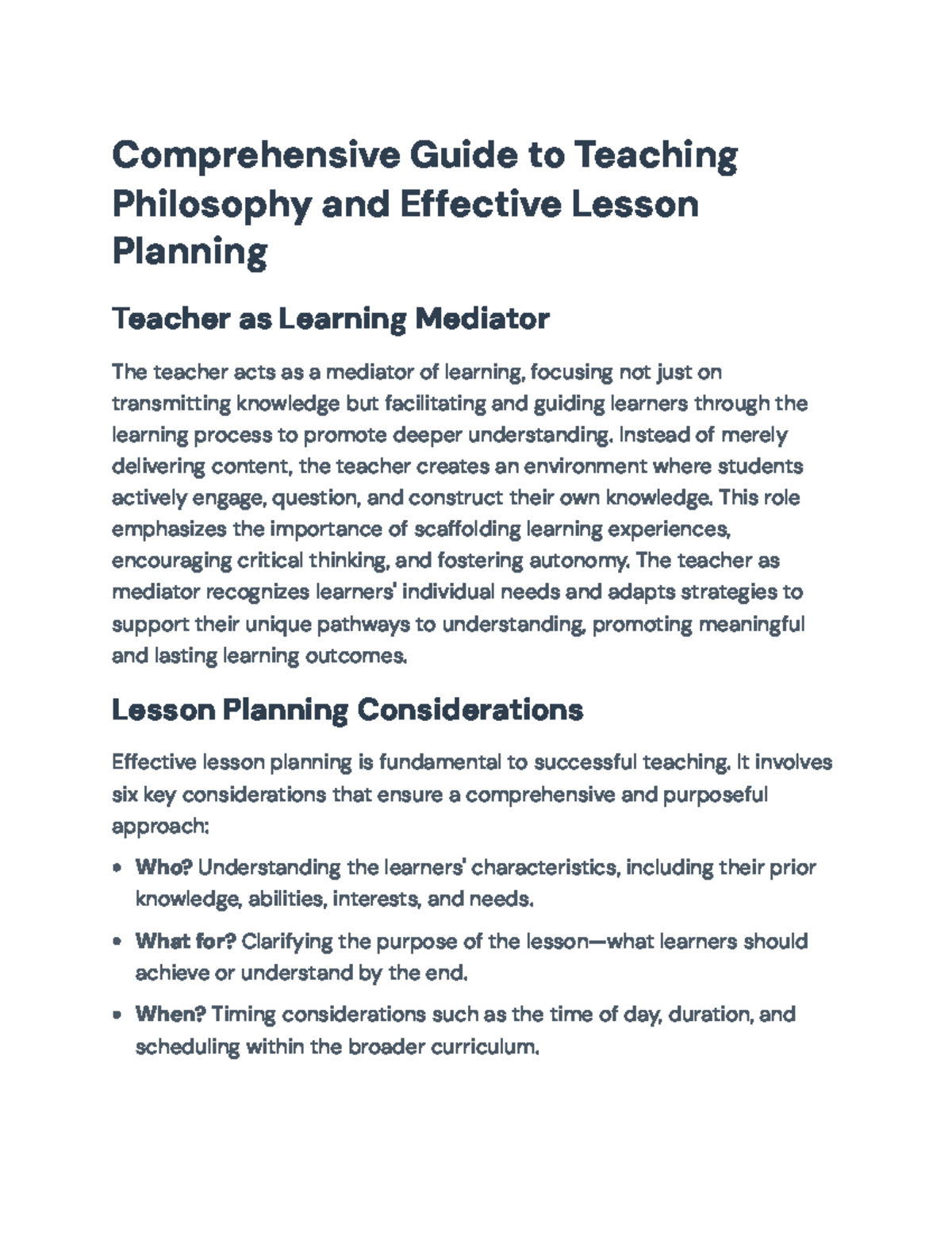 Comprehensive Guide to Teaching Philosophy & Lesson Planning Strategies ...