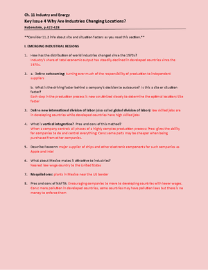 Chapter 11.1 AP Human Geography - Ch. 11 Industry and Energy Key Issue ...