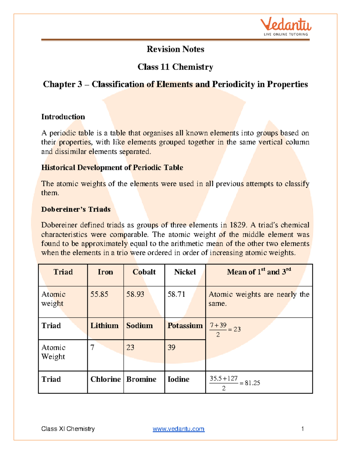 Class 11 Chemistry Chapter 3: Element Classification & Periodicity ...
