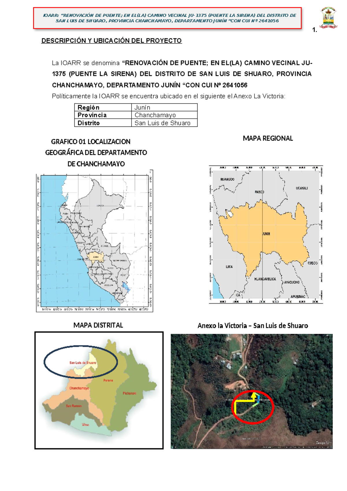 IOARR: Impacto Ambiental del Camino Vecinal Puente La Sirena JU1375 ...