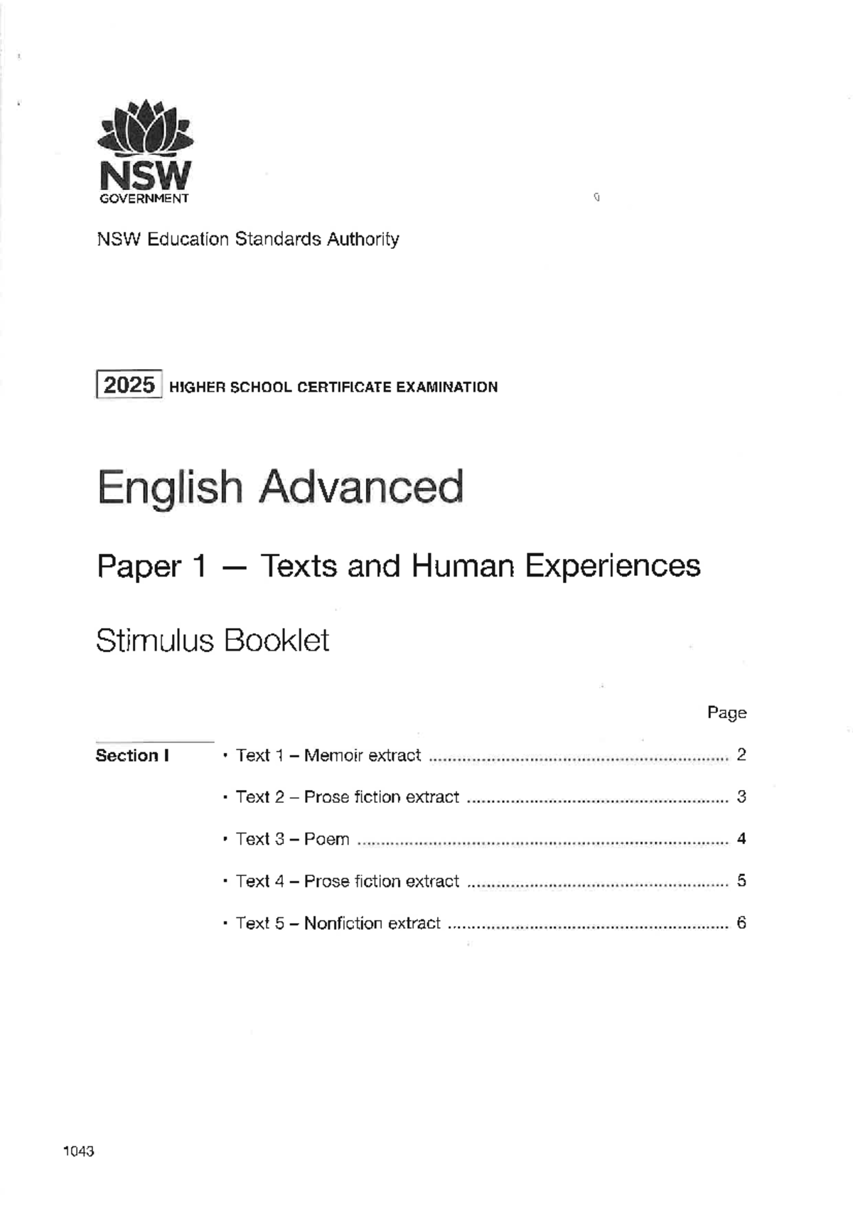 NSW 2025 Higher School Exam: English Advanced Paper 1 Stimulus - Studocu