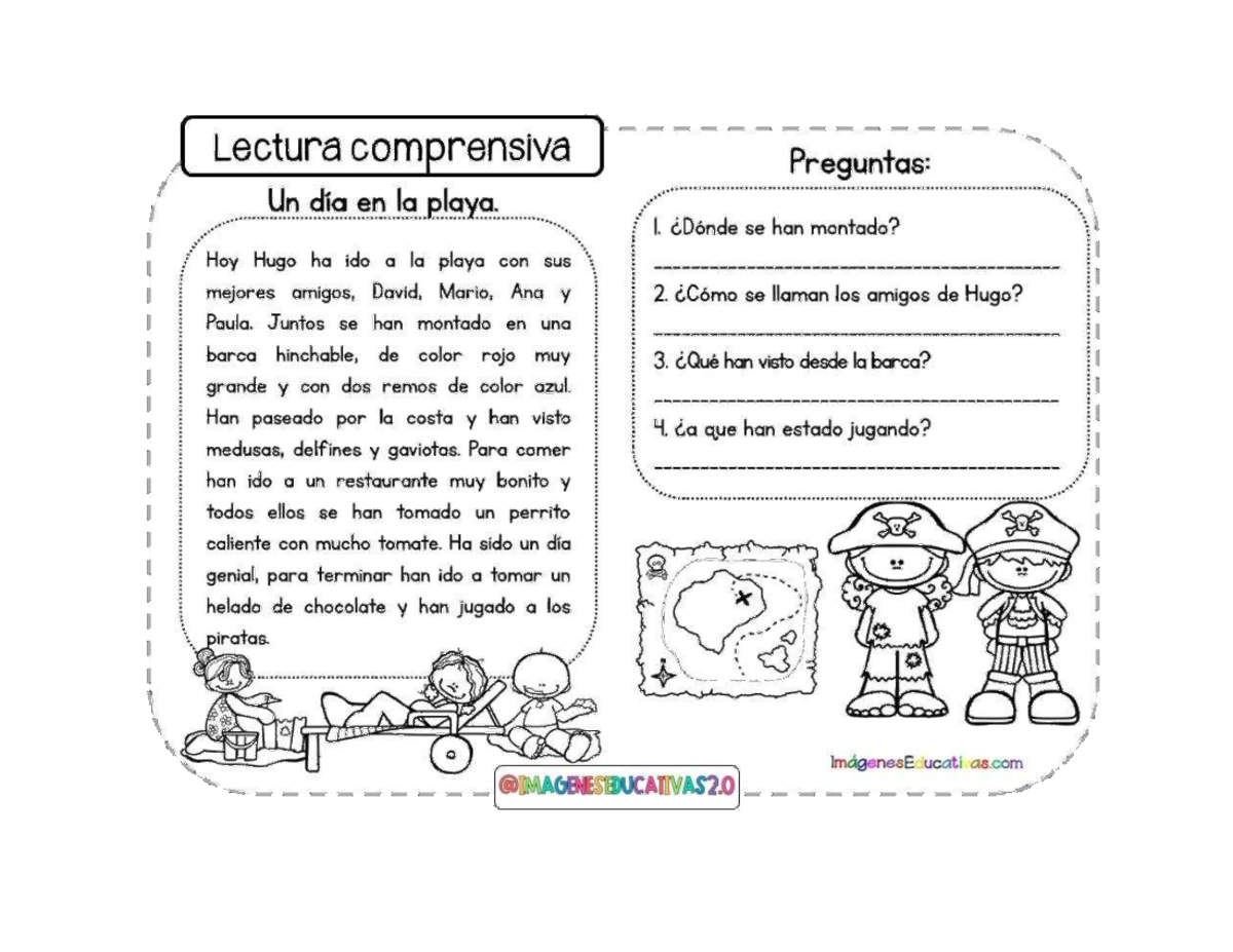 Lectura Comprensiva: Un Día en la Playa - Preguntas y Respuestas - Studocu