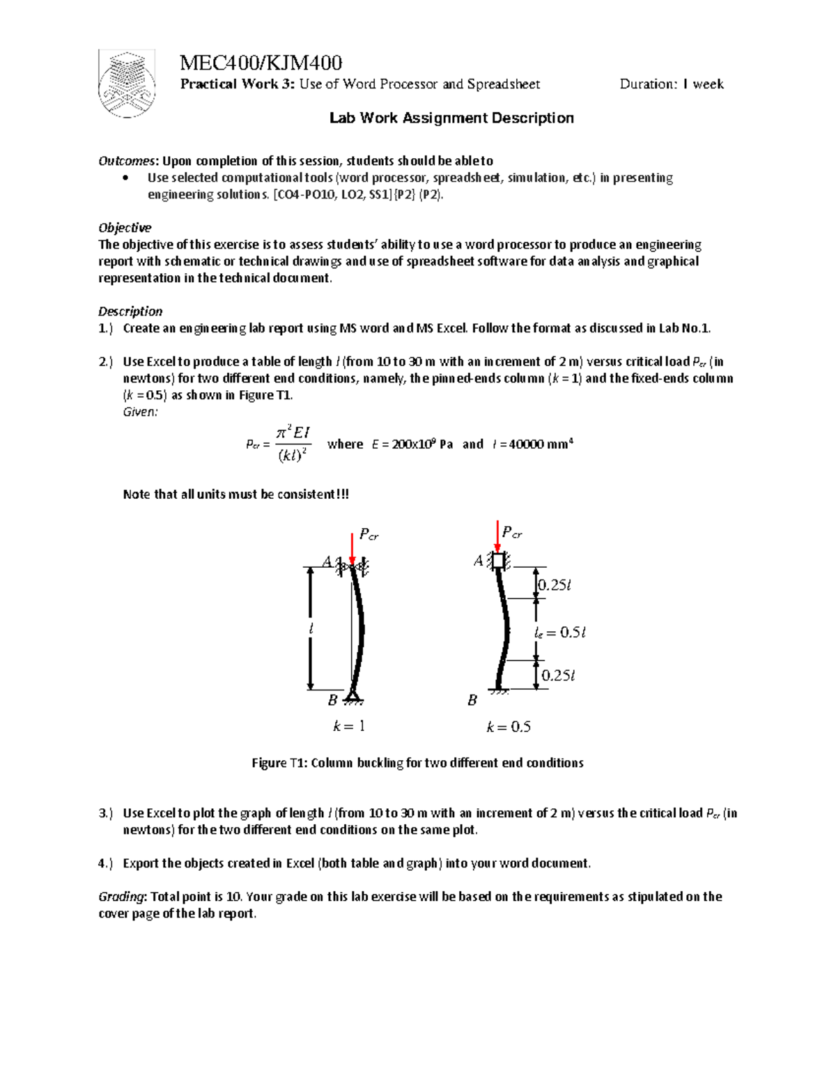 Labwork 3 Report: Word Processor & Spreadsheet Use in MEC400 - Studocu