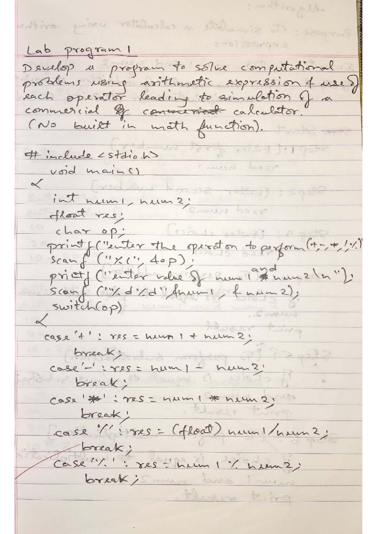 Lab Program: C Programming Solutions for Computational Problems - Studocu