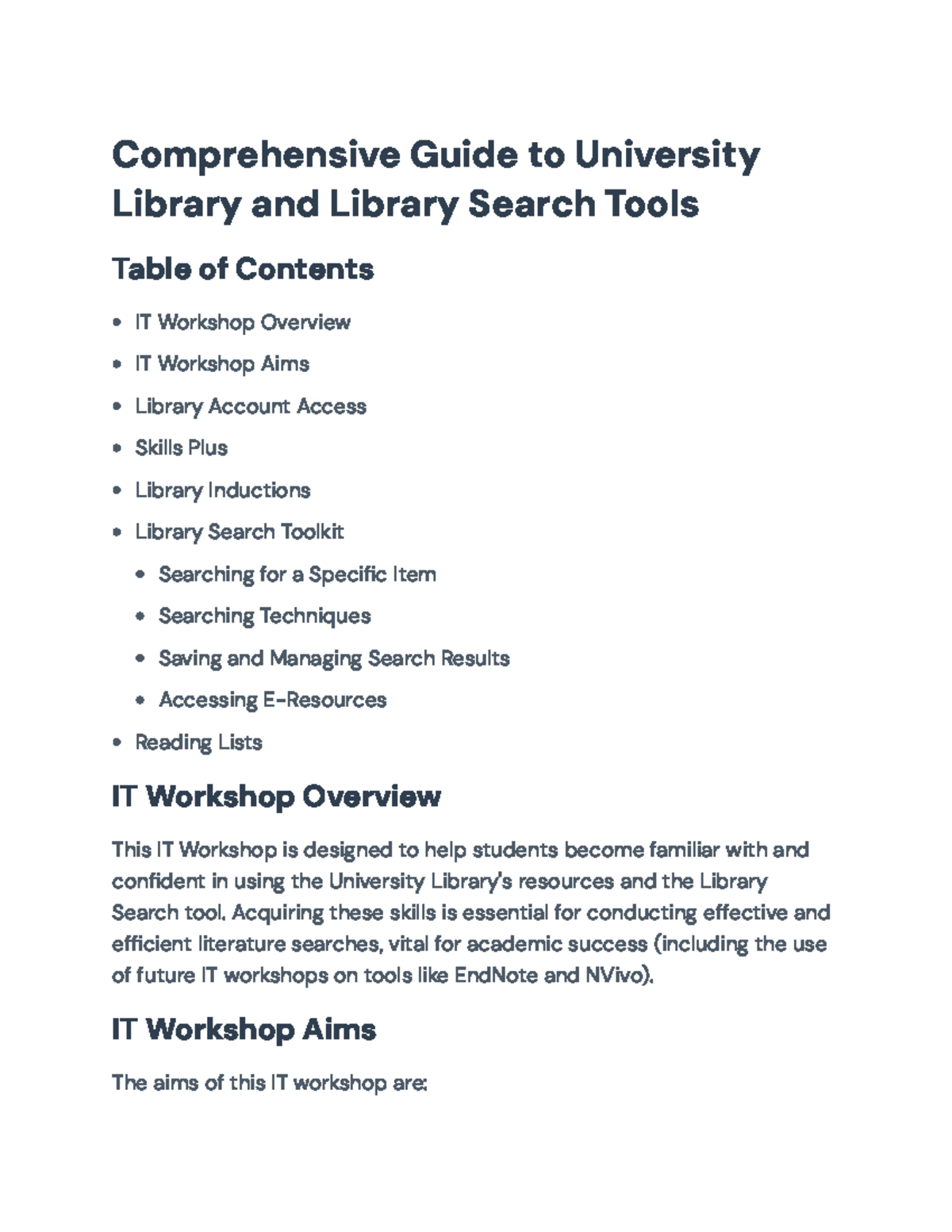 Comprehensive Guide to University Library Resources and Tools - Comprehensive Guide to ...
