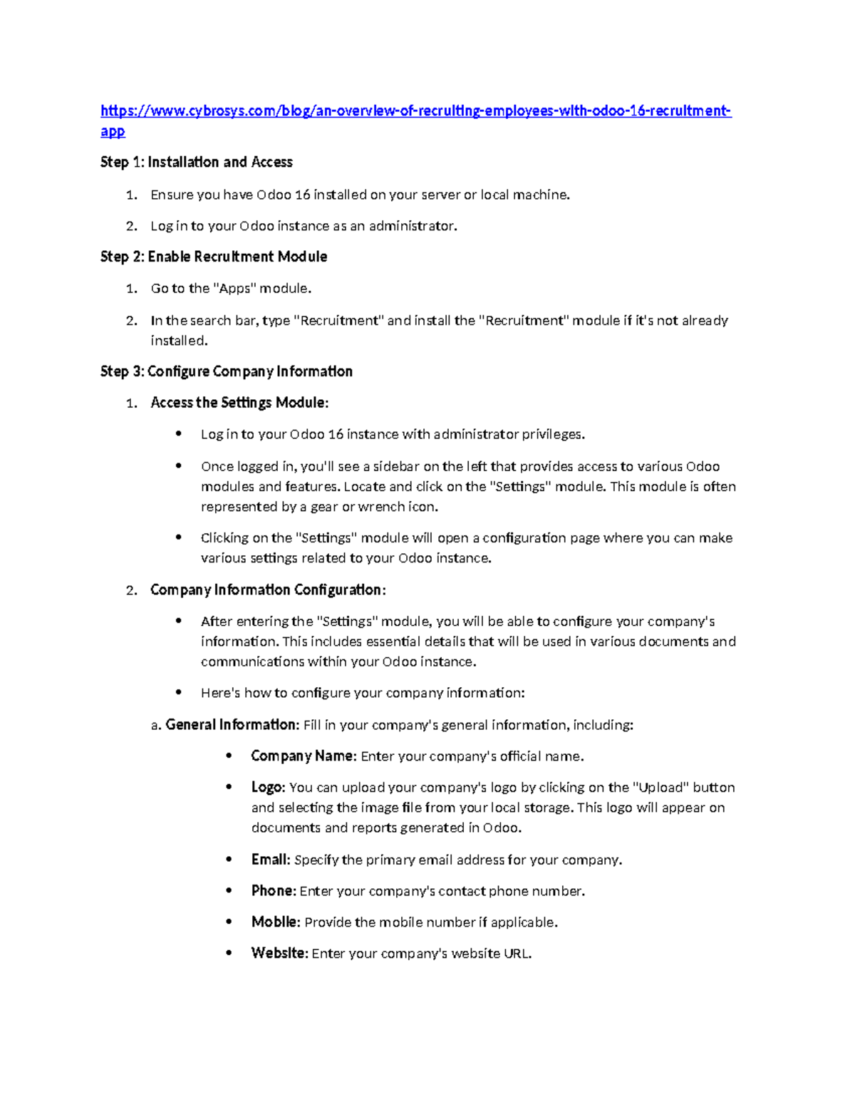 ISM302 Assignment 2: Configuring Odoo 16 Recruitment Module - Studocu