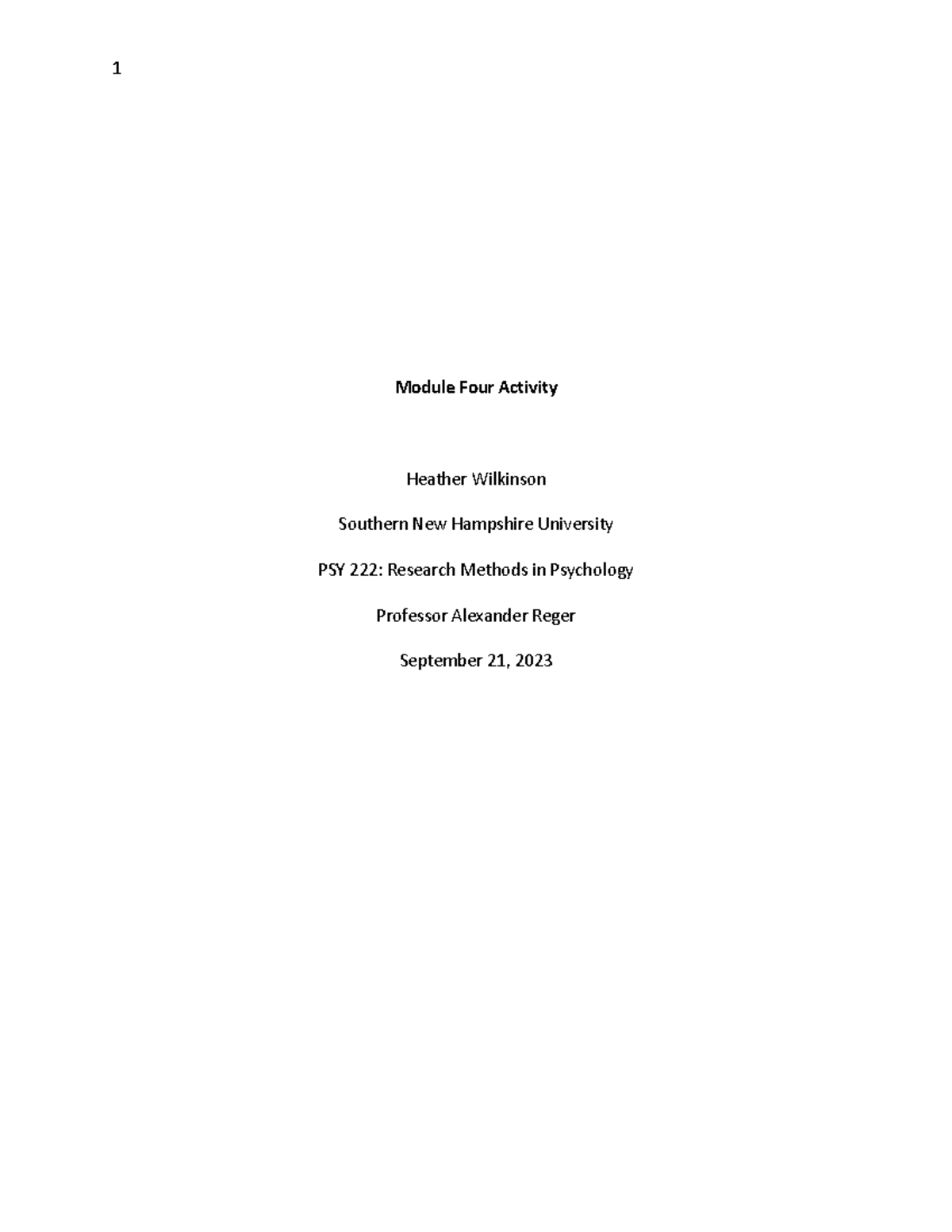 PSY222 Module Four Activity - Module Four Activity Heather Wilkinson ...