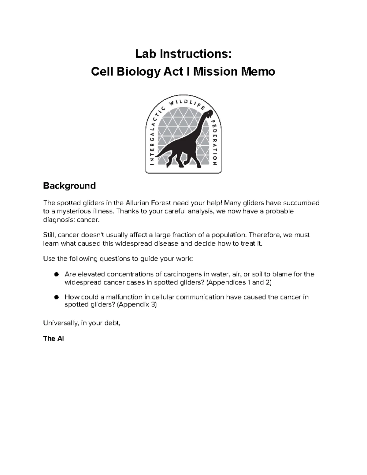 Module 3 Lab: Population Biology Act I - Exploring Griff Reproduction - Studocu