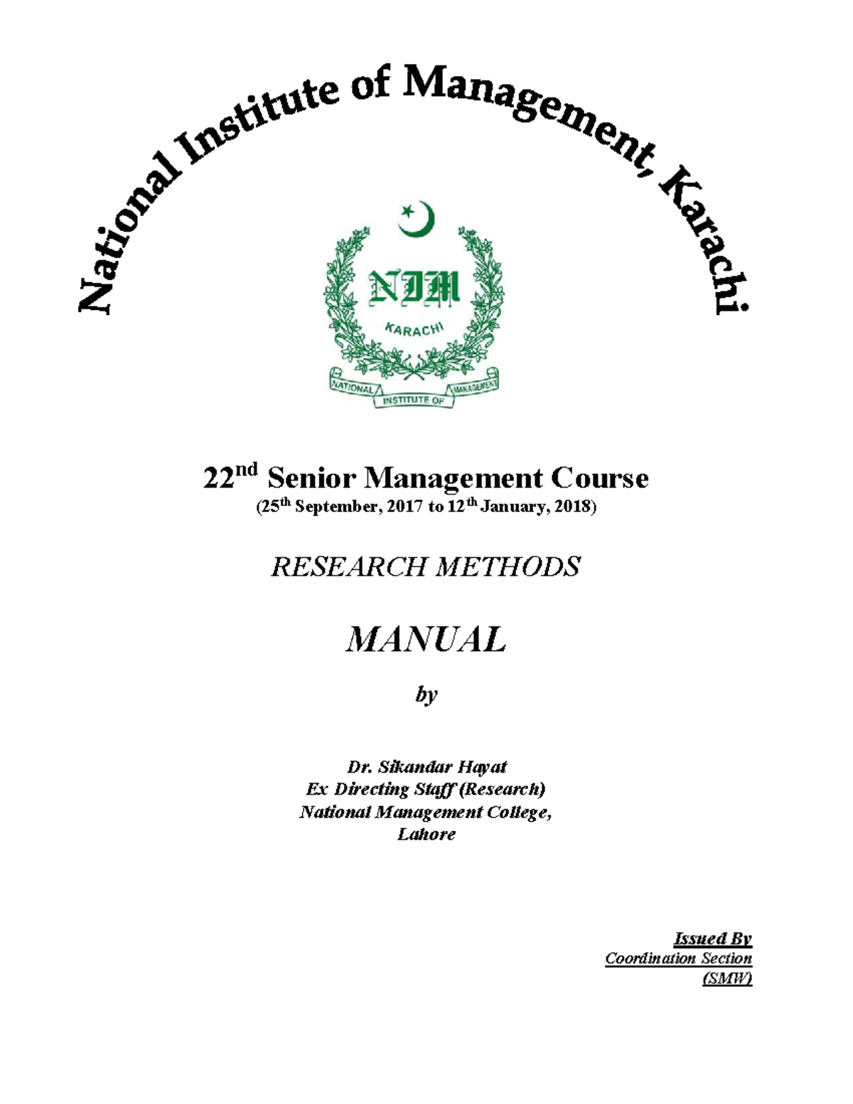 22nd Senior Management Course Research Methods Manual (2017-2018) - Studocu