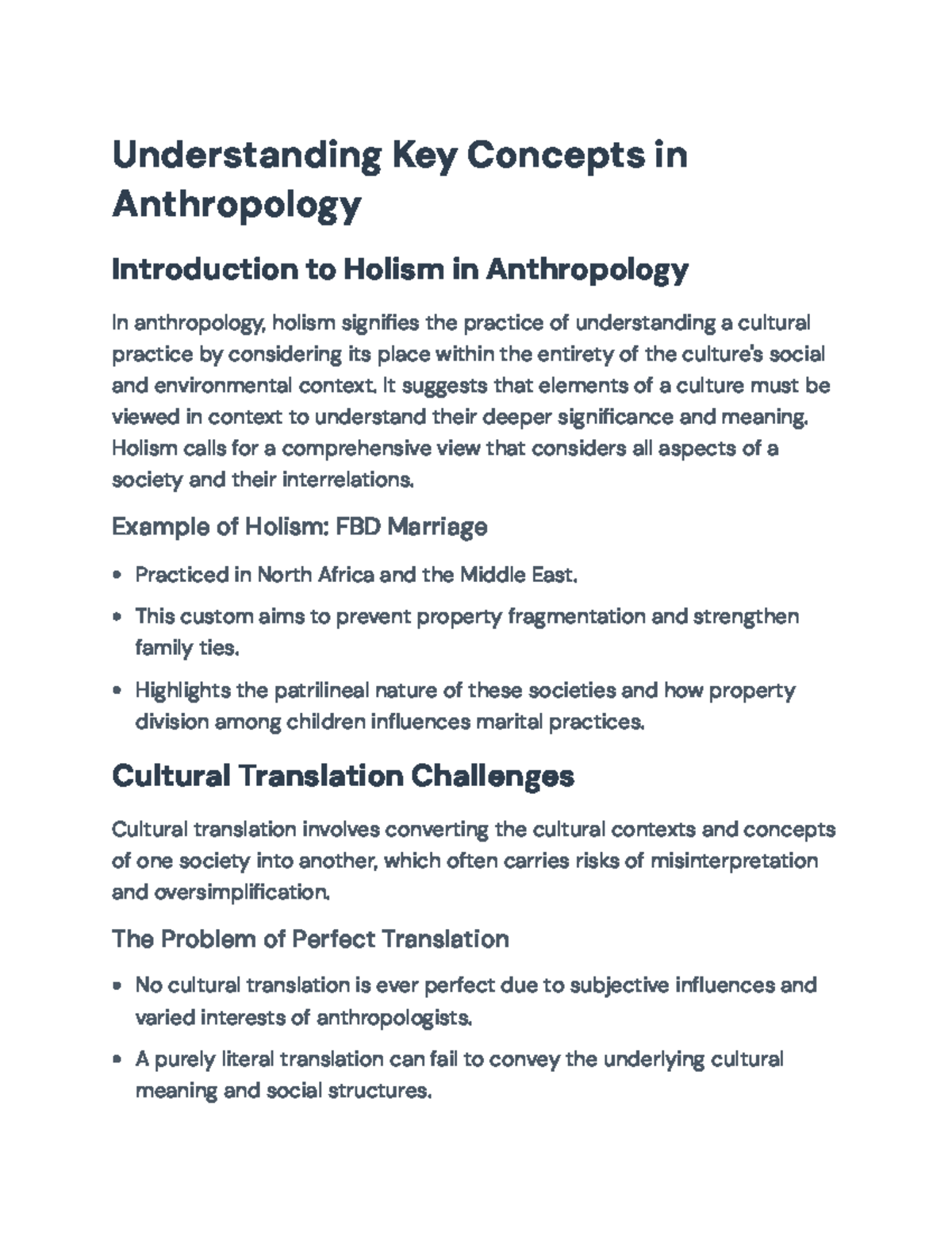 Anthropology (AN101): Understanding Holism, Context, and Identity ...
