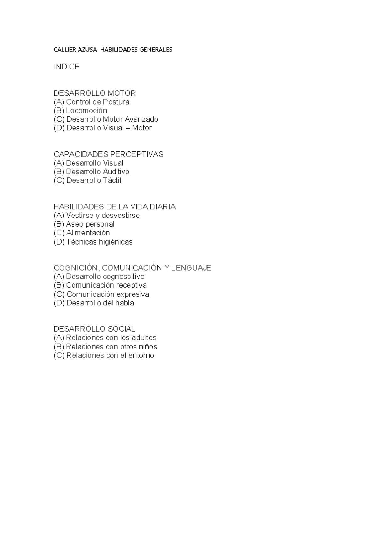 Escala Callier Azusa: Evaluación de Habilidades Generales en Niños ...