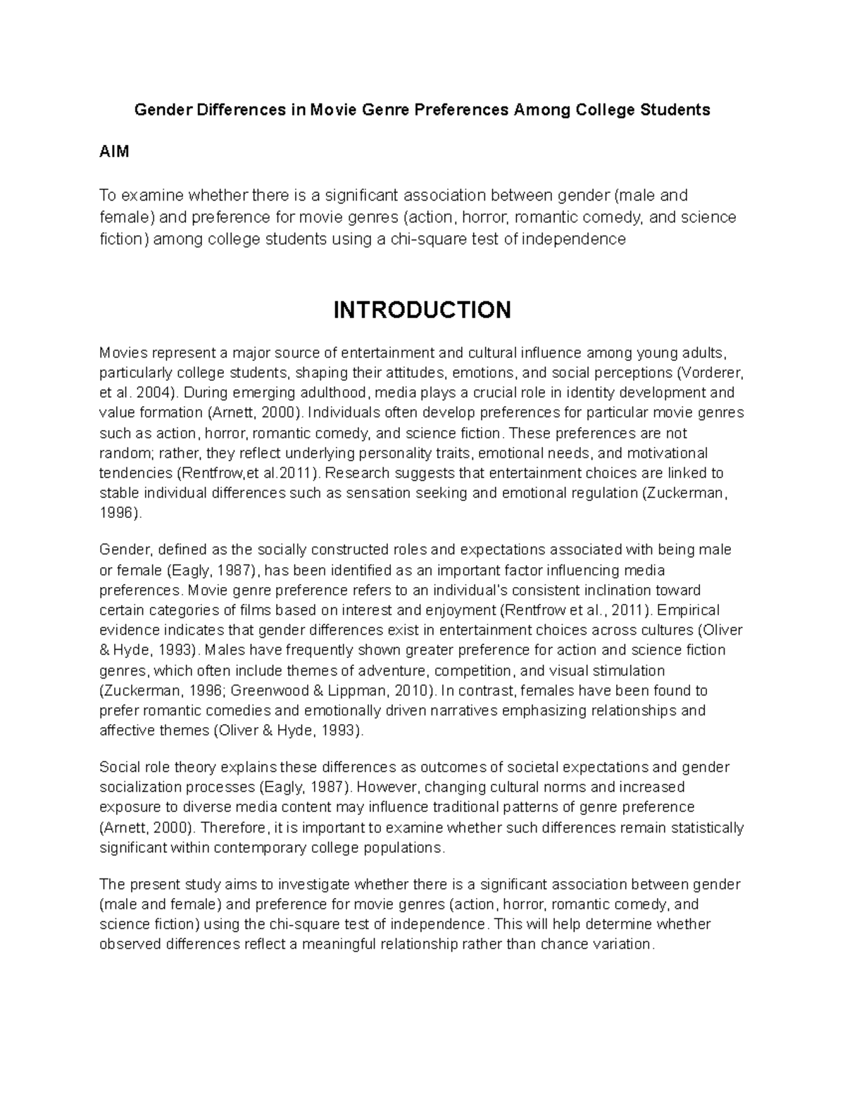 Gender Differences in Movie Genre Preferences Among College Students: A ...