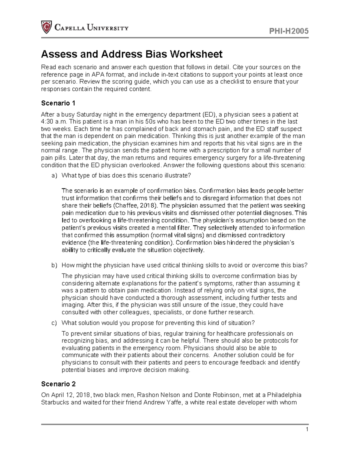 Assess and Address Bias Worksheet - PHI-H2005 - Studocu