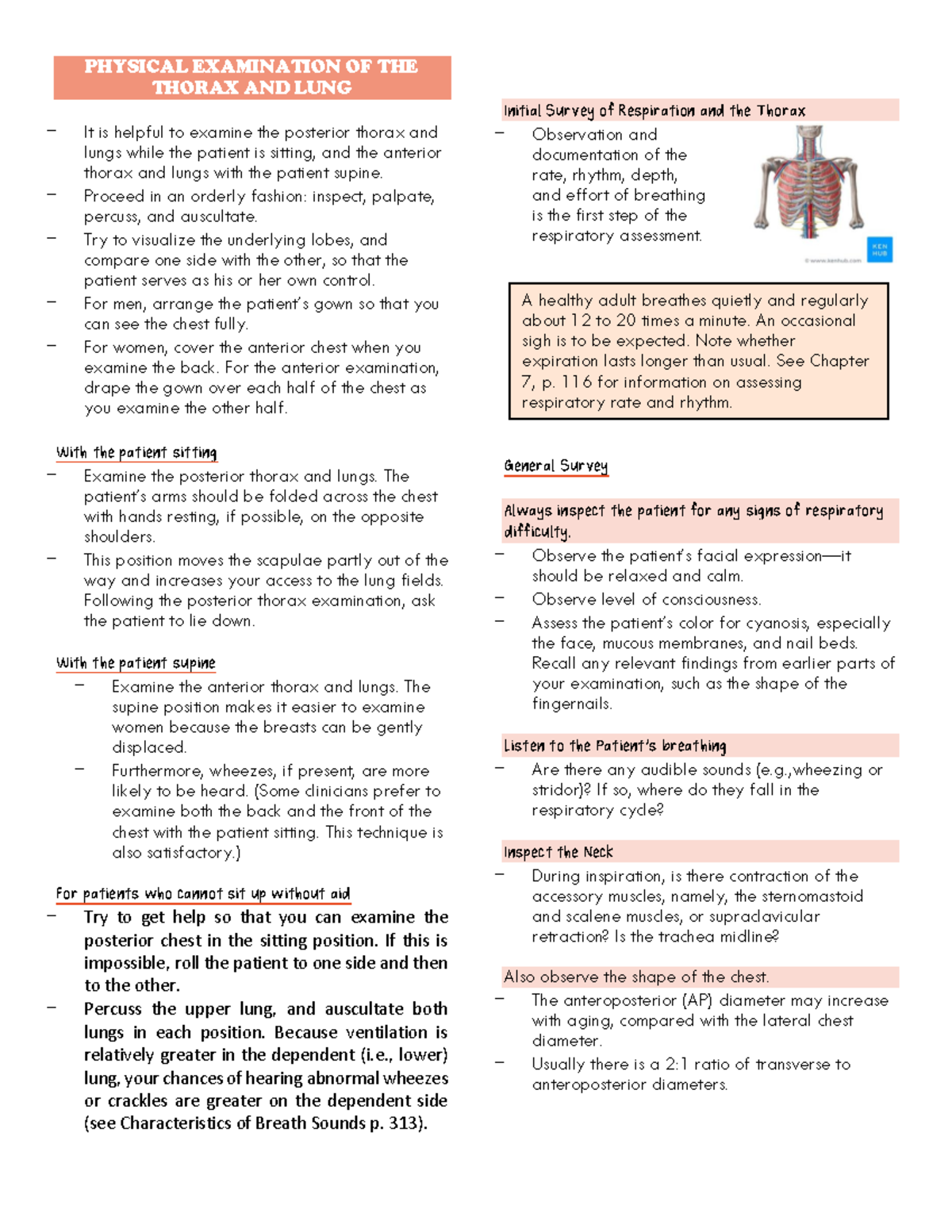 NCM101 Physical Examination of the Thorax and Lungs - PHYSICAL ...