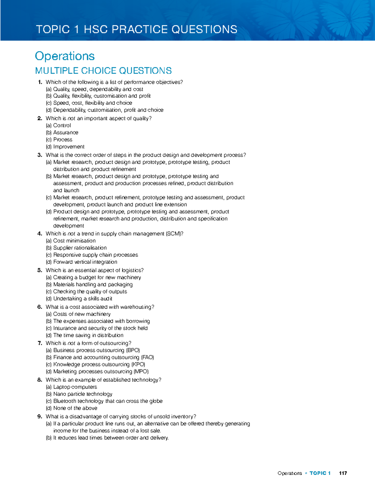 HSC Practice Questions - Operations • TOPIC 1 117 TOPIC 1 HSC PRACTICE ...