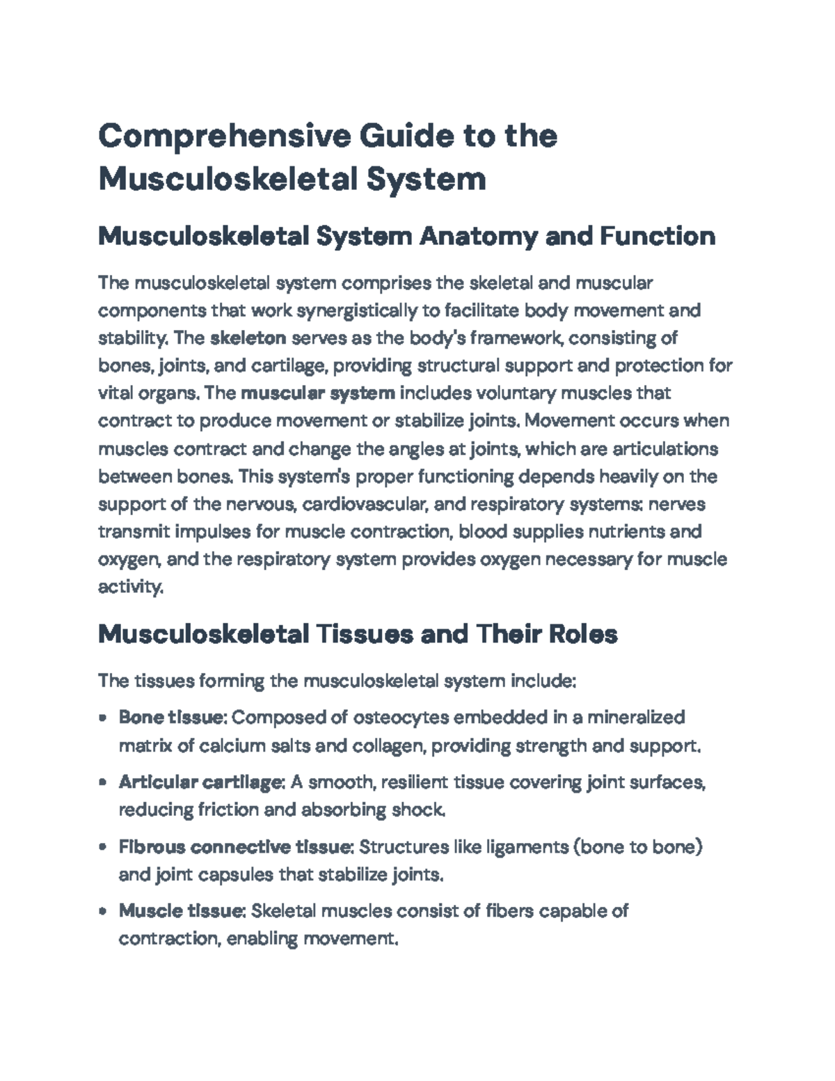 Comprehensive Guide to Musculoskeletal System Anatomy & Function (BIO ...