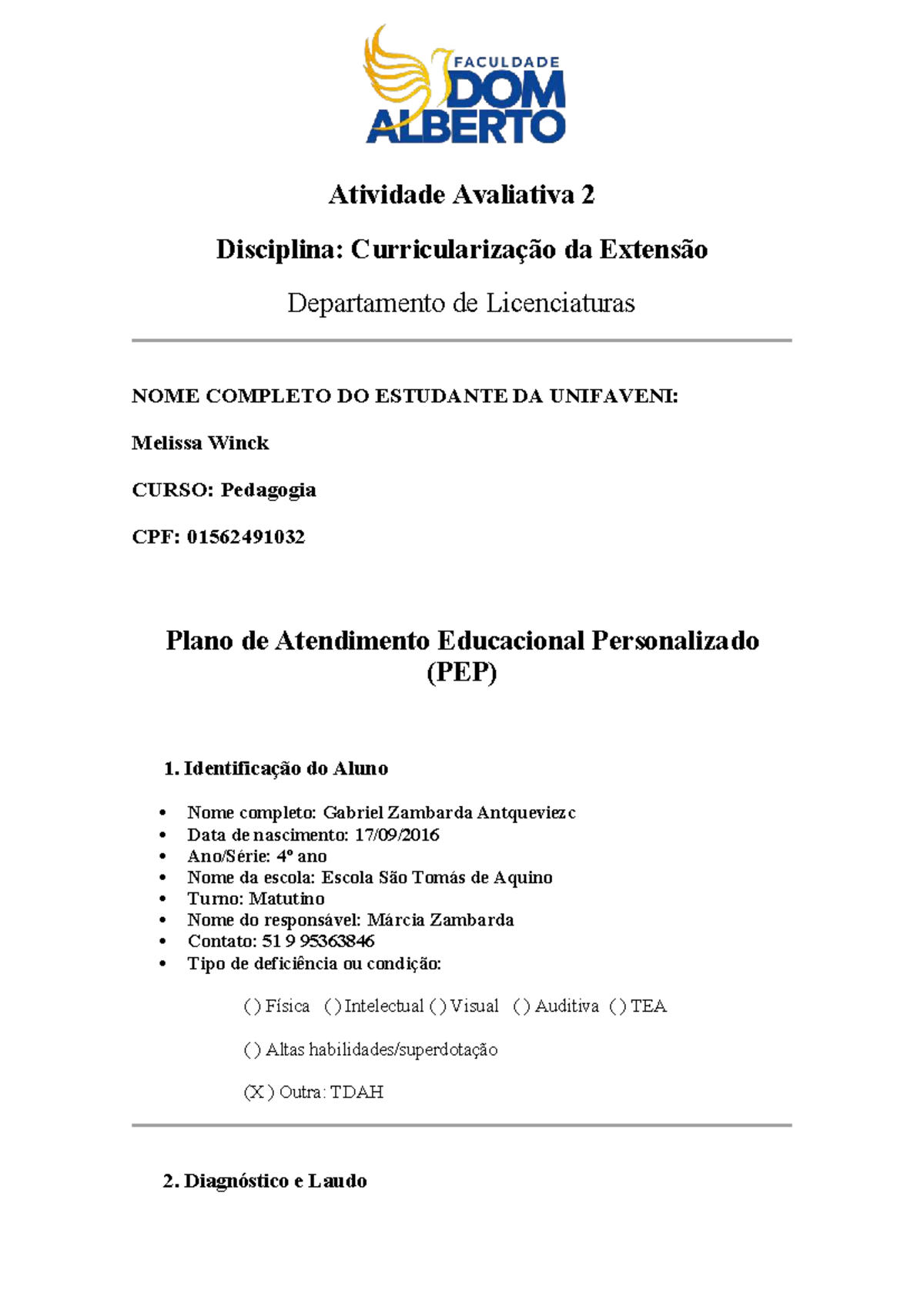 PEP: Modelo Editável de Atendimento Educacional Personalizado - Studocu