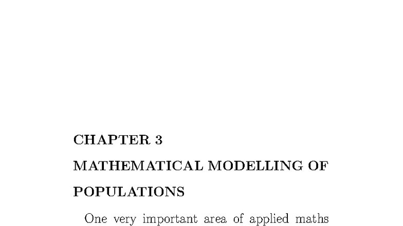 MM Lecture Notes: Chapter 3 - Mathematical Modelling of Populations ...