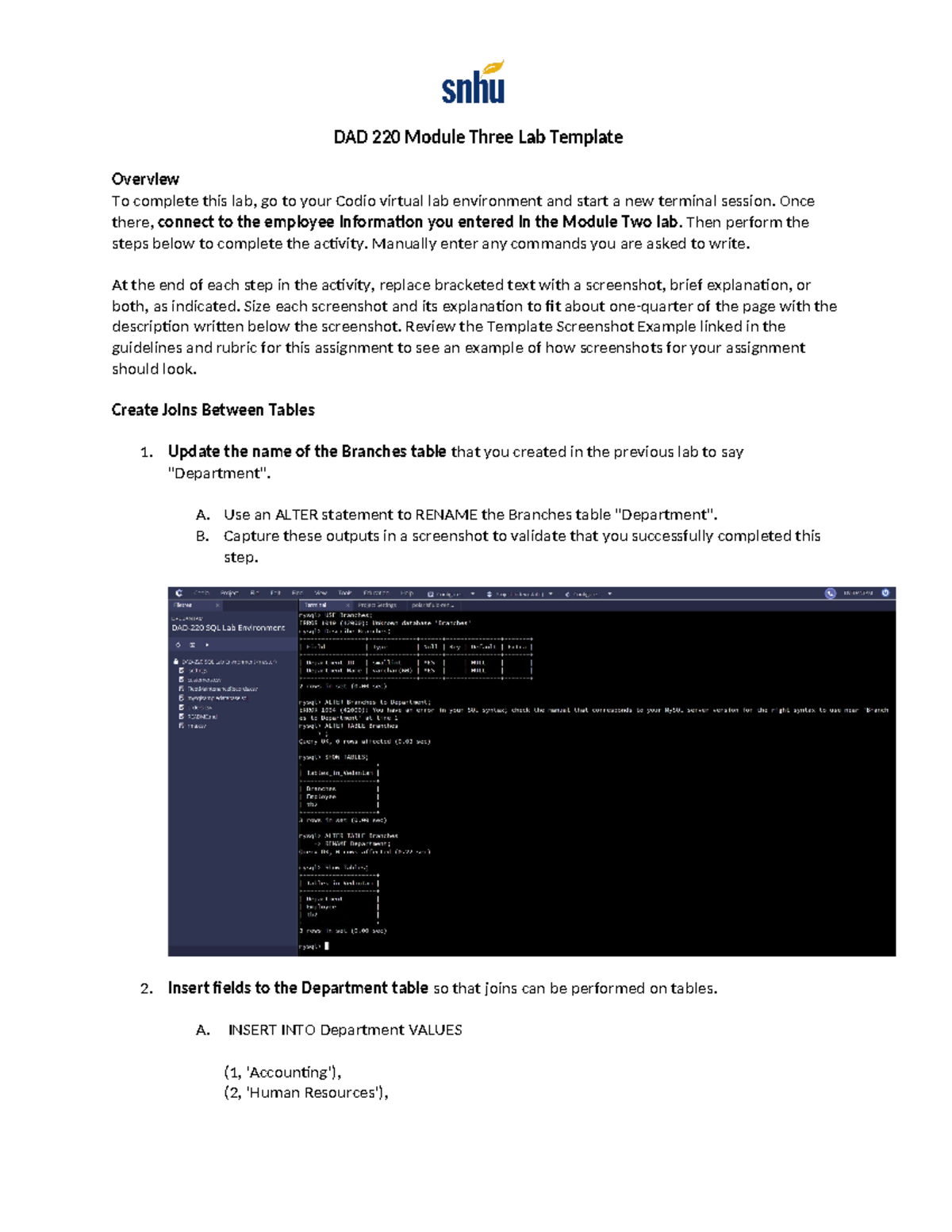 DAD 220 Module Three Lab: Creating Joins and Employee Analysis - Studocu