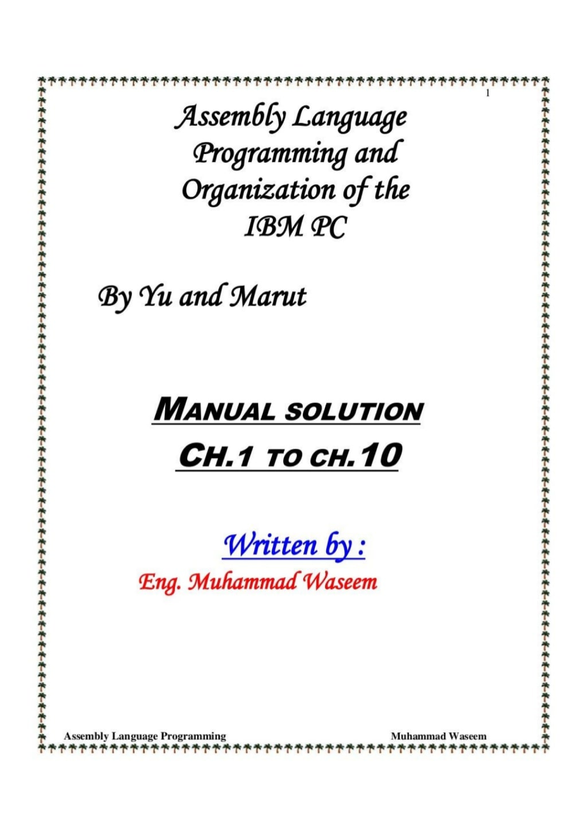 Solution Manual Of Assembly Language Programming And Organization Of The Ibm Pc By Ytha Y Yu