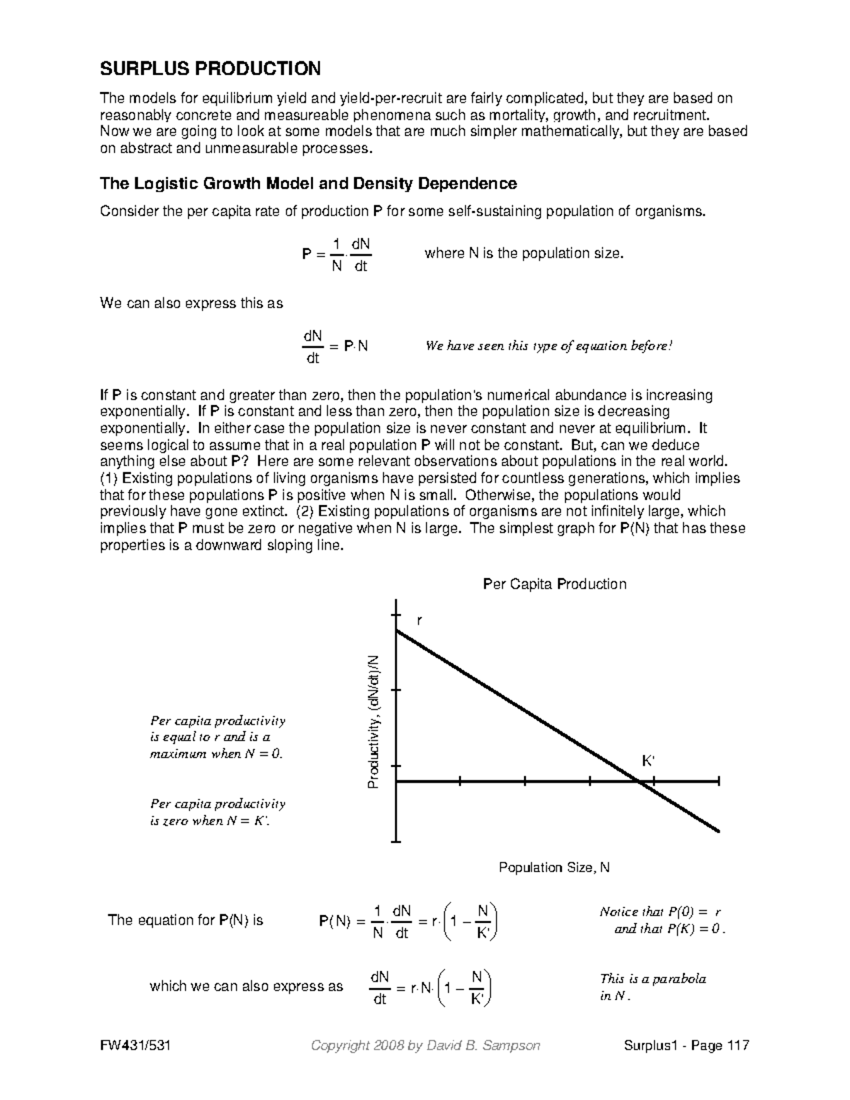 19-Surplus 1 - Lecture note 19 - SURPLUS PRODUCTION The models for ...