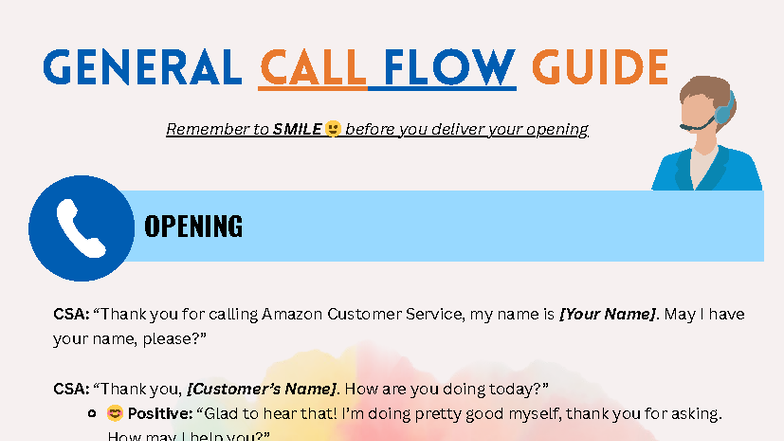 General Call Flow Guide - NA: Customer Service Best Practices - Studocu