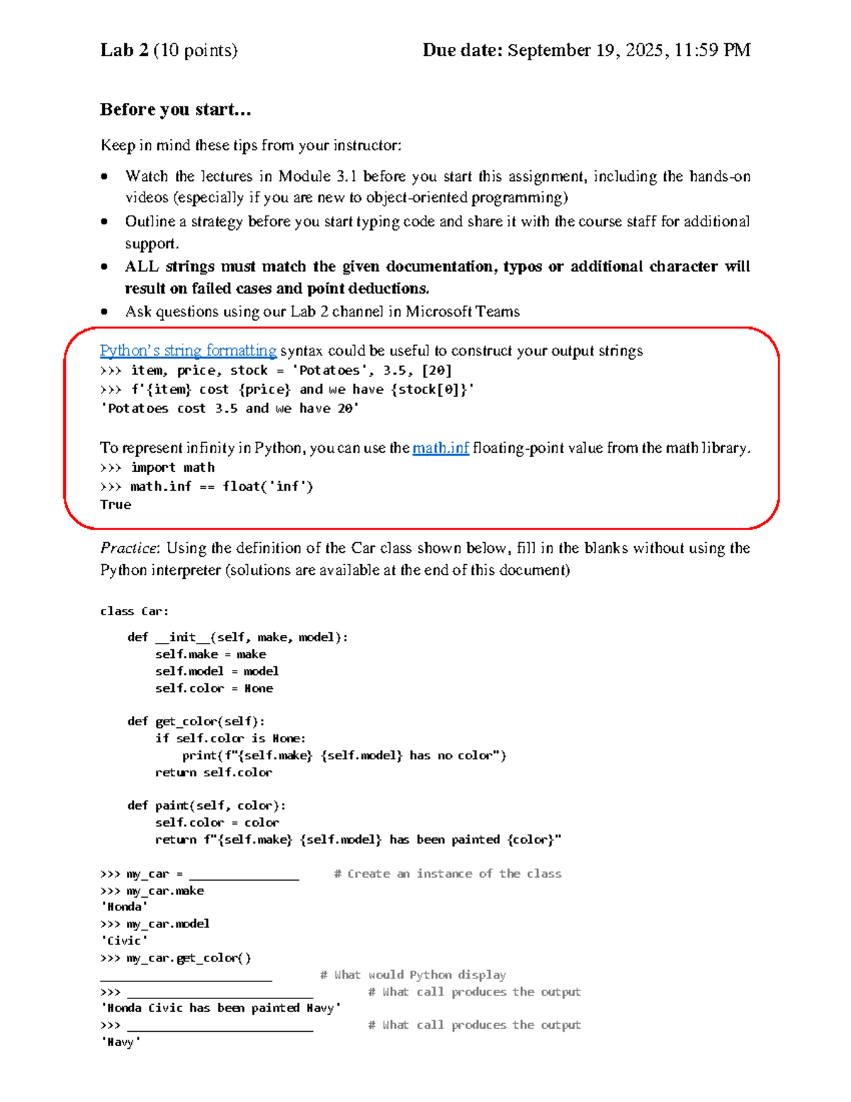 LAB 2 - Programming Assignment Guidelines and Tips - Studocu