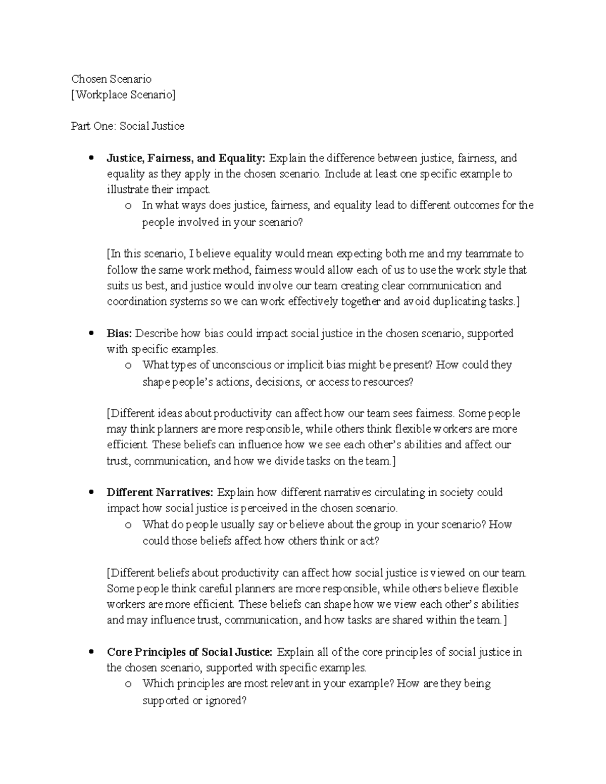 Social Justice Analysis: Justice, Fairness, and Equality in Scenario ...