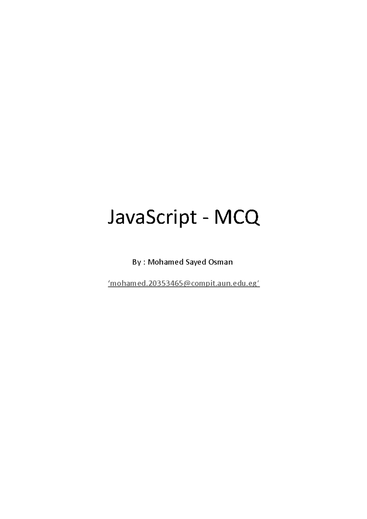 Javascript Mcq Part F Javascript Mcq By Mohamed Sayed Osman ‘mohamed