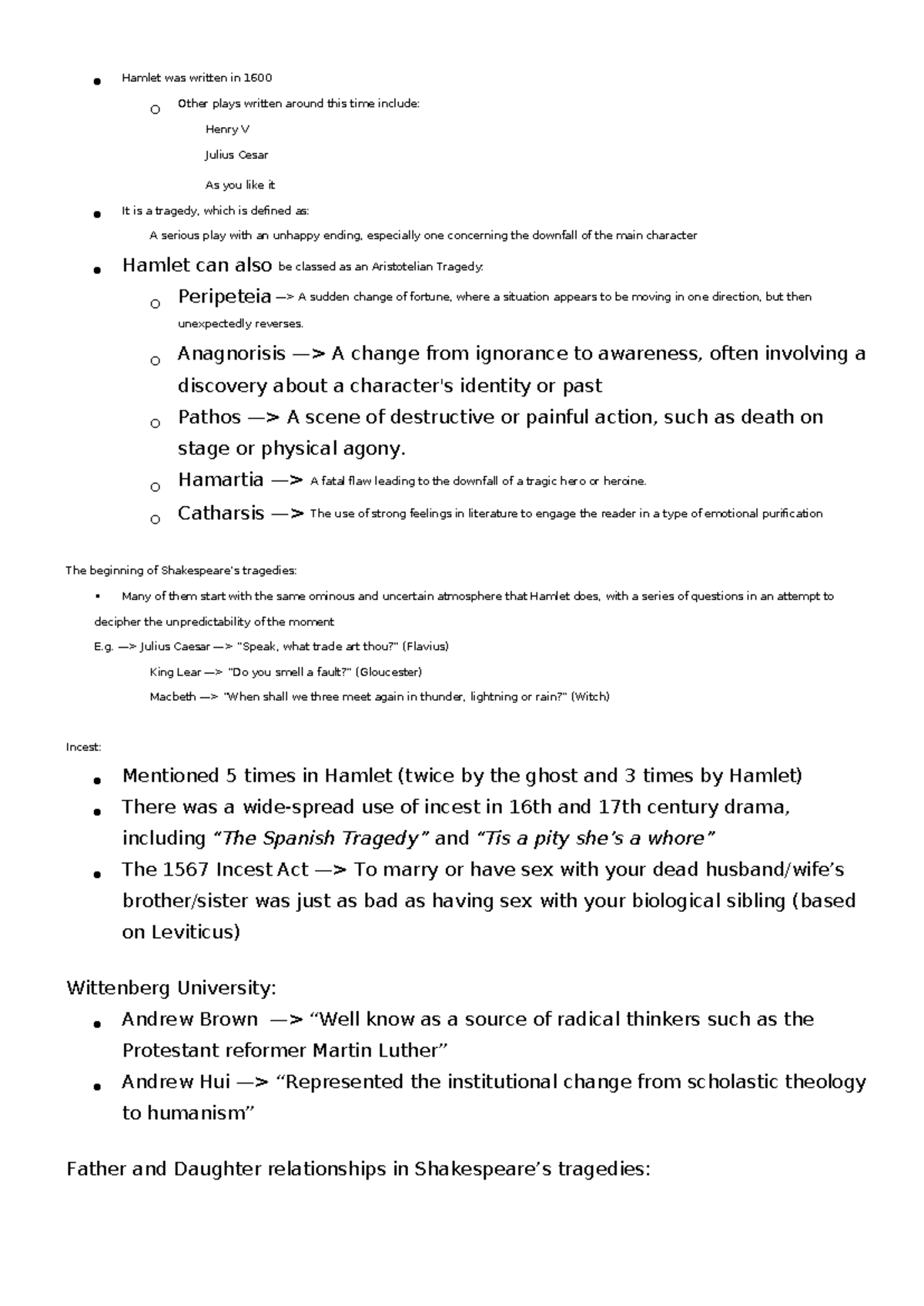 Hamlet Context Notes: Analyzing Tragedy and Themes in ENG101 - Studocu