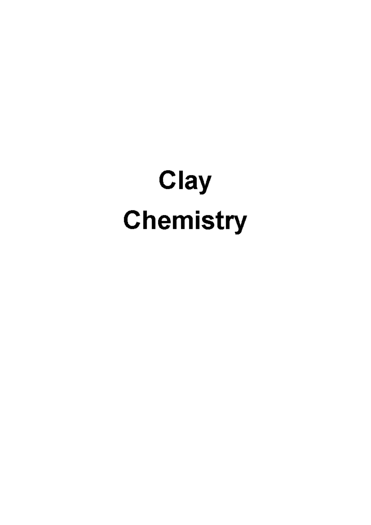 Clay Chemistry Scan - Clay Chemistry Clay Chemistry 1 Introduction The ...