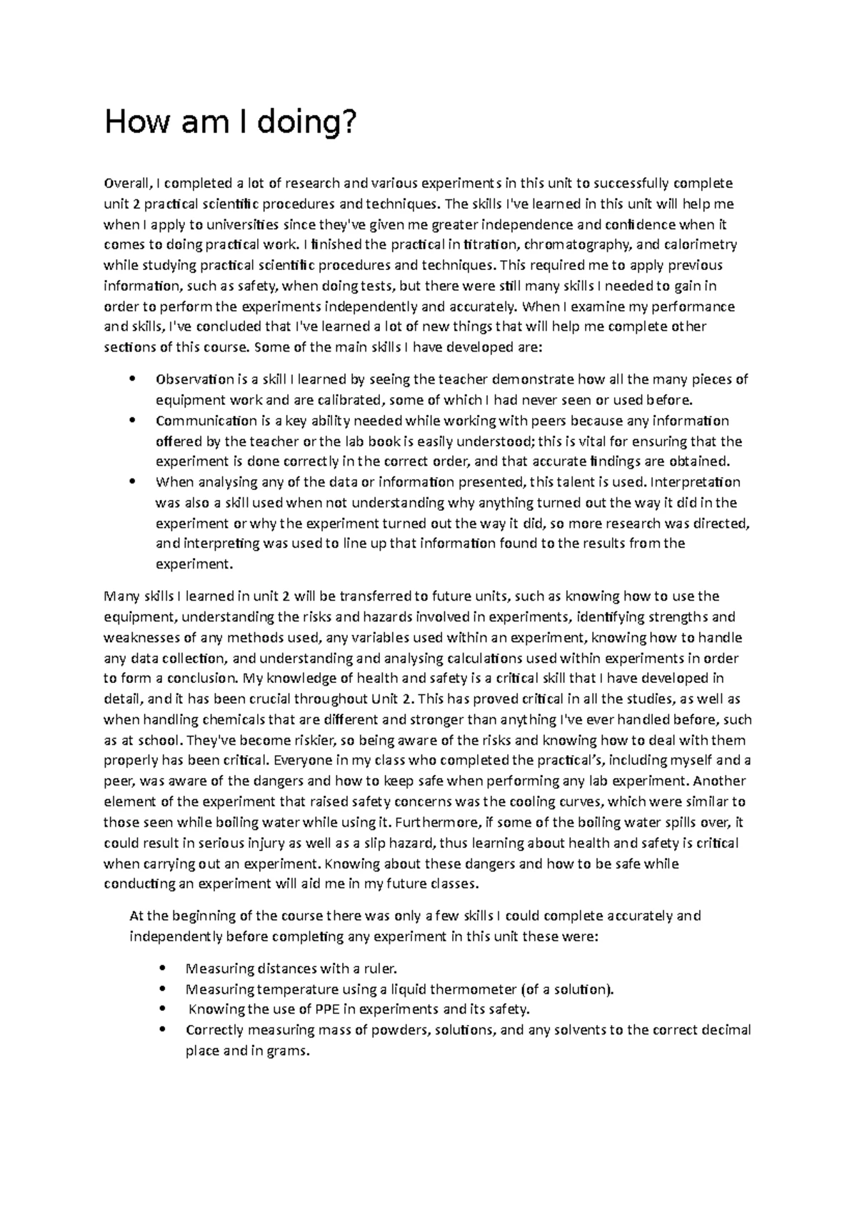 Btec Applied Science Unit 2 Assignment 4 Merit How Am I Doing Throughout The Year I Have