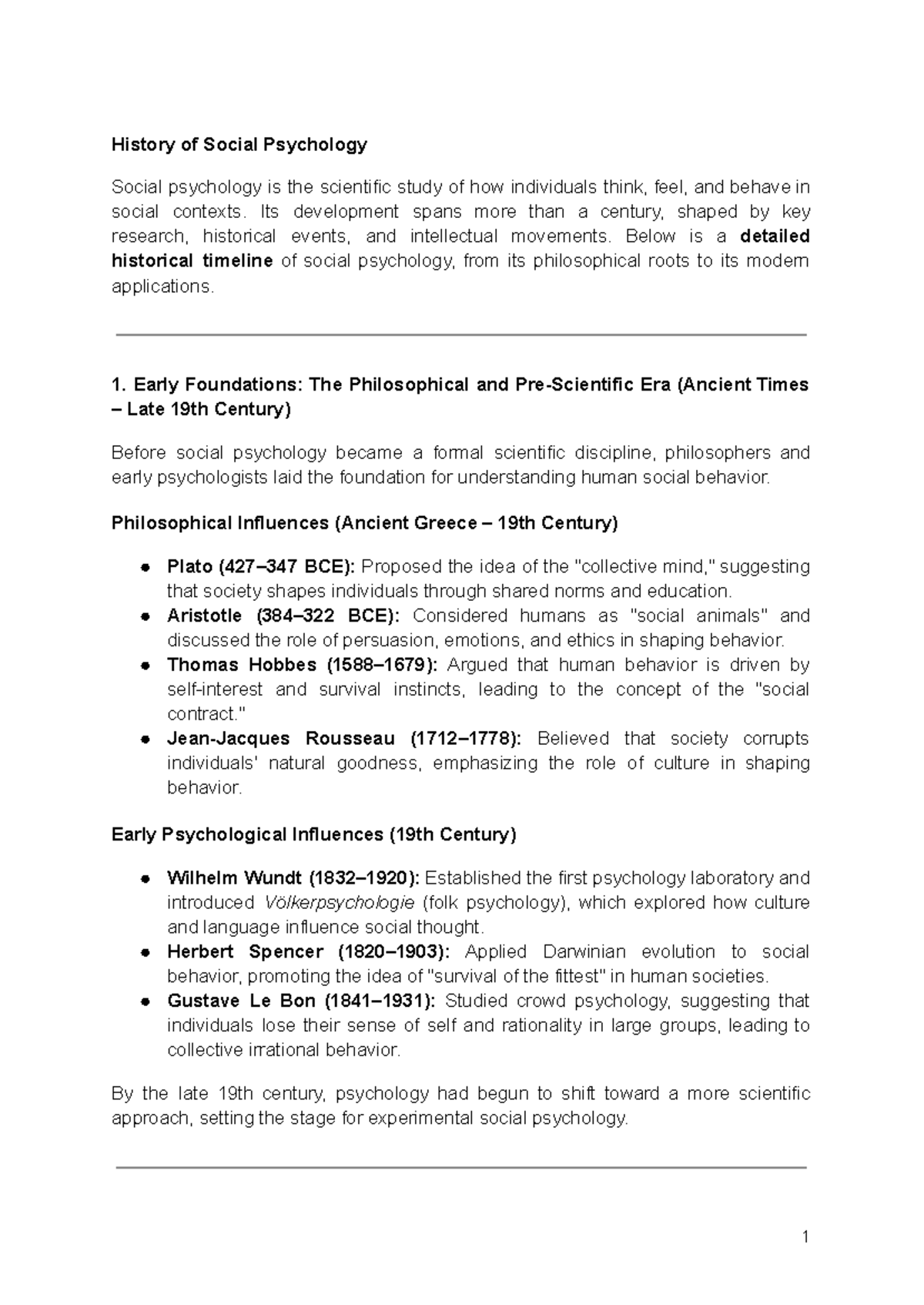 History of Social Psychology-2 - History of Social Psychology Social ...