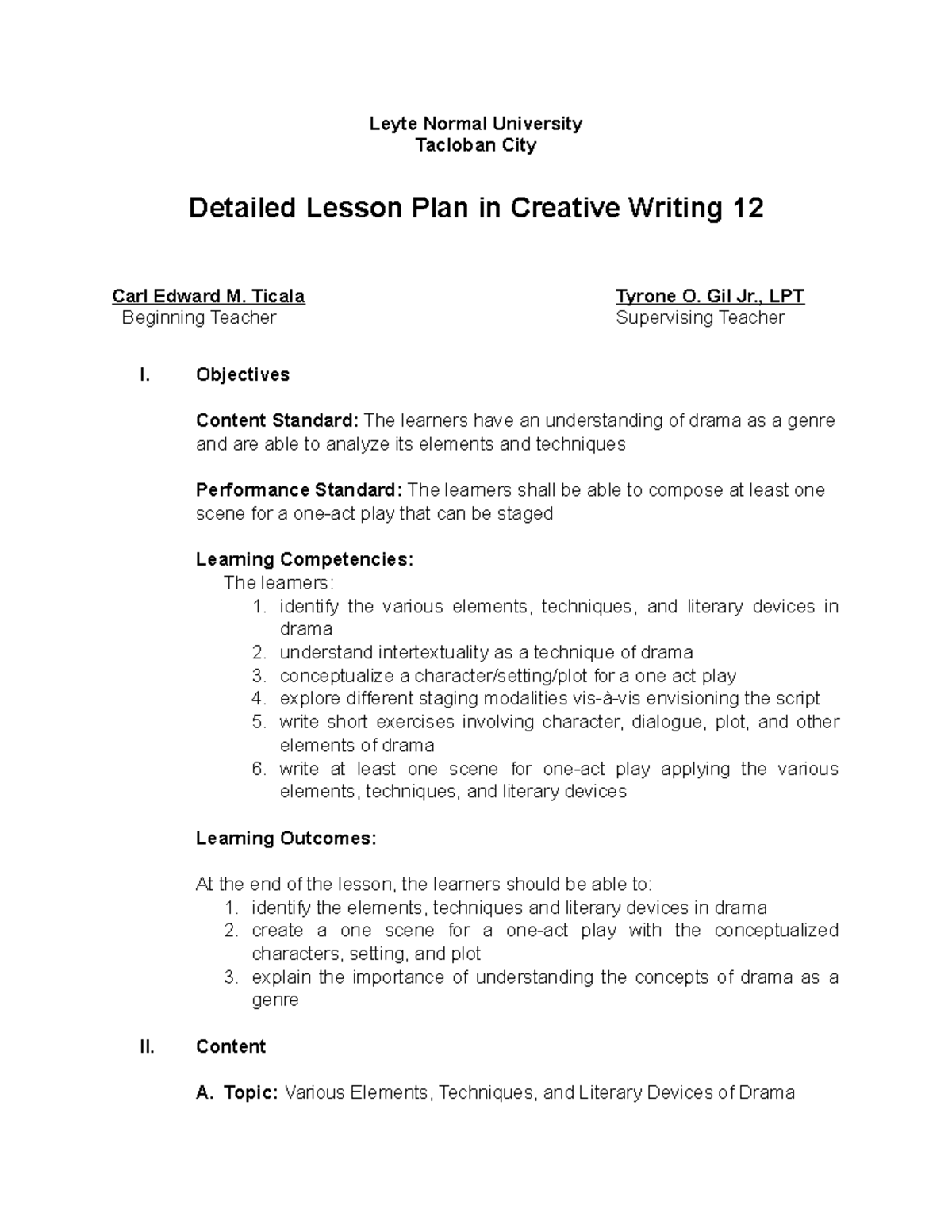 Detailed Lesson Plan in Creative Writing 12 for Profed 103 - Studocu
