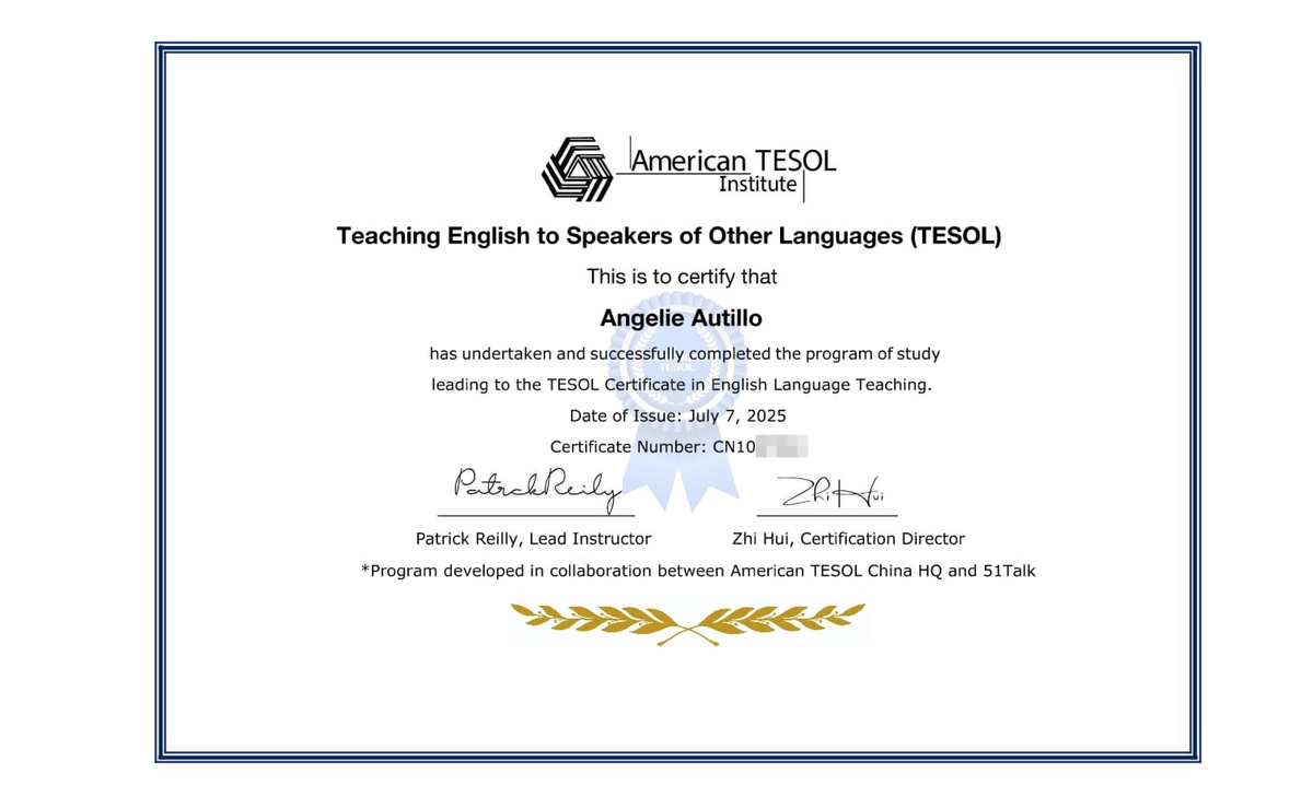 TESOL Certificate Completion for Angelie Autillo - July 2025 - Studocu