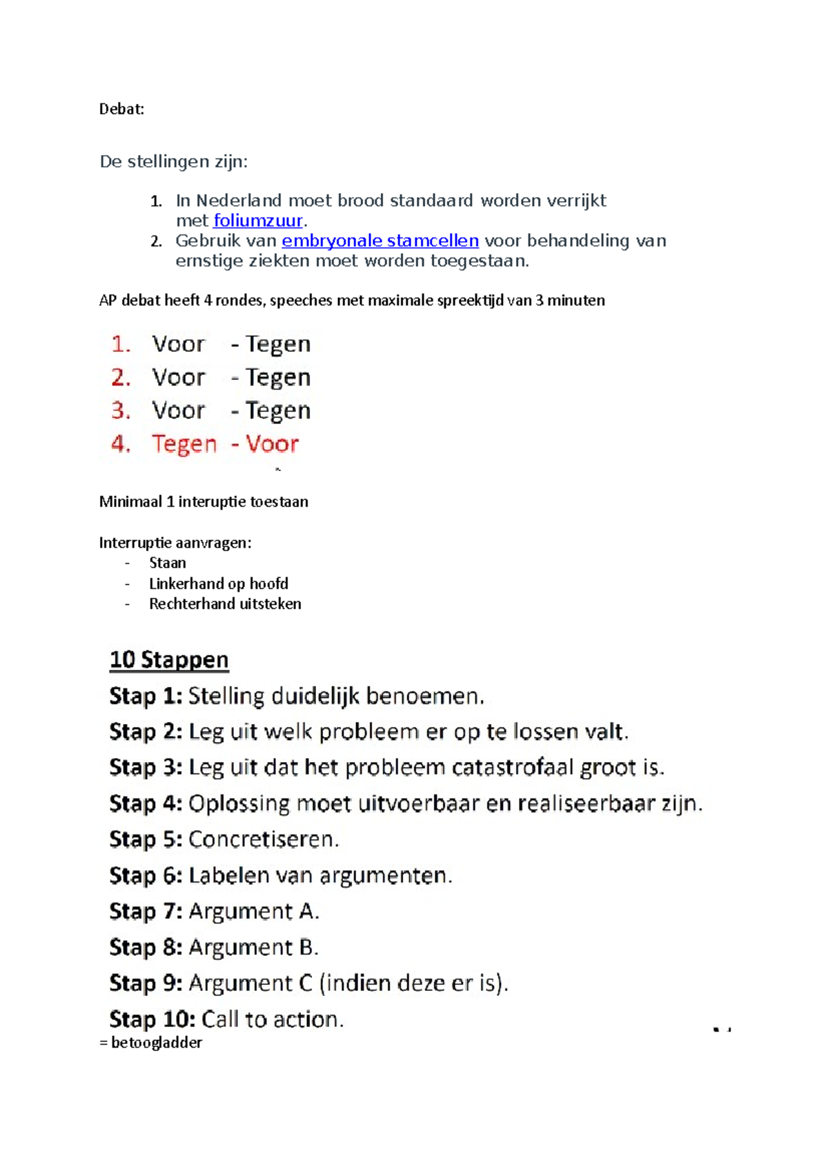 AP Debat Stellingen: Foliumzuur Verrijking en Embryonale Stamcellen ...