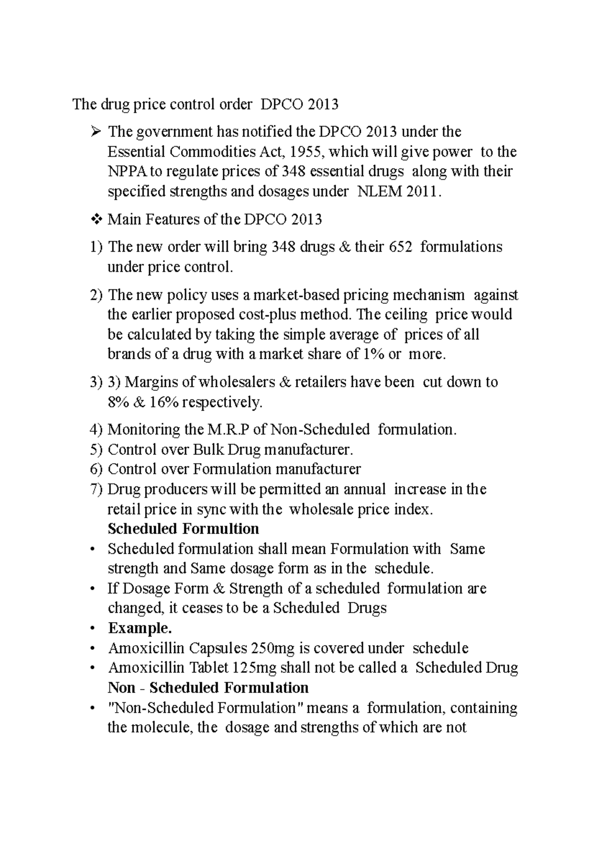 DPCO 2013: Comprehensive Overview of the Drug Price Control Order - Studocu