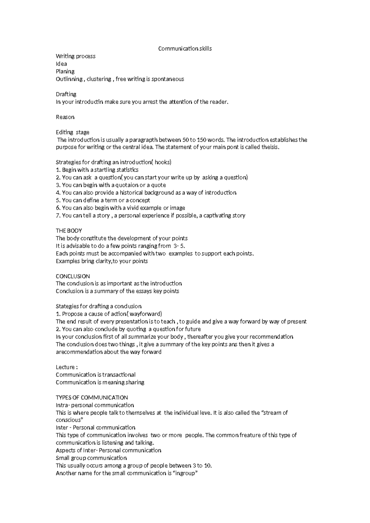 Communication Skills: Writing Process and Effective Strategies - Studocu