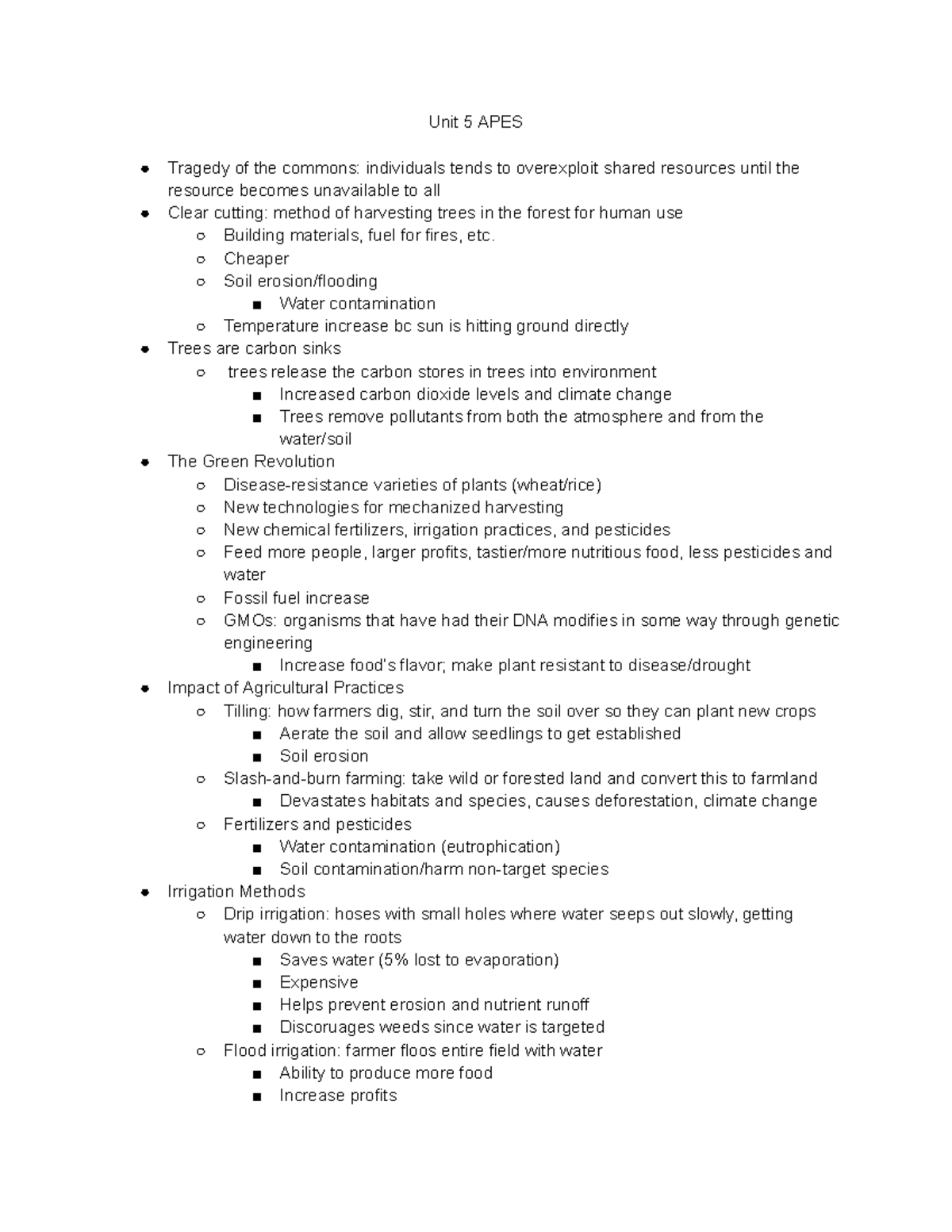 Unit 5 APES Study Notes: Tragedy of the Commons & Agricultural ...