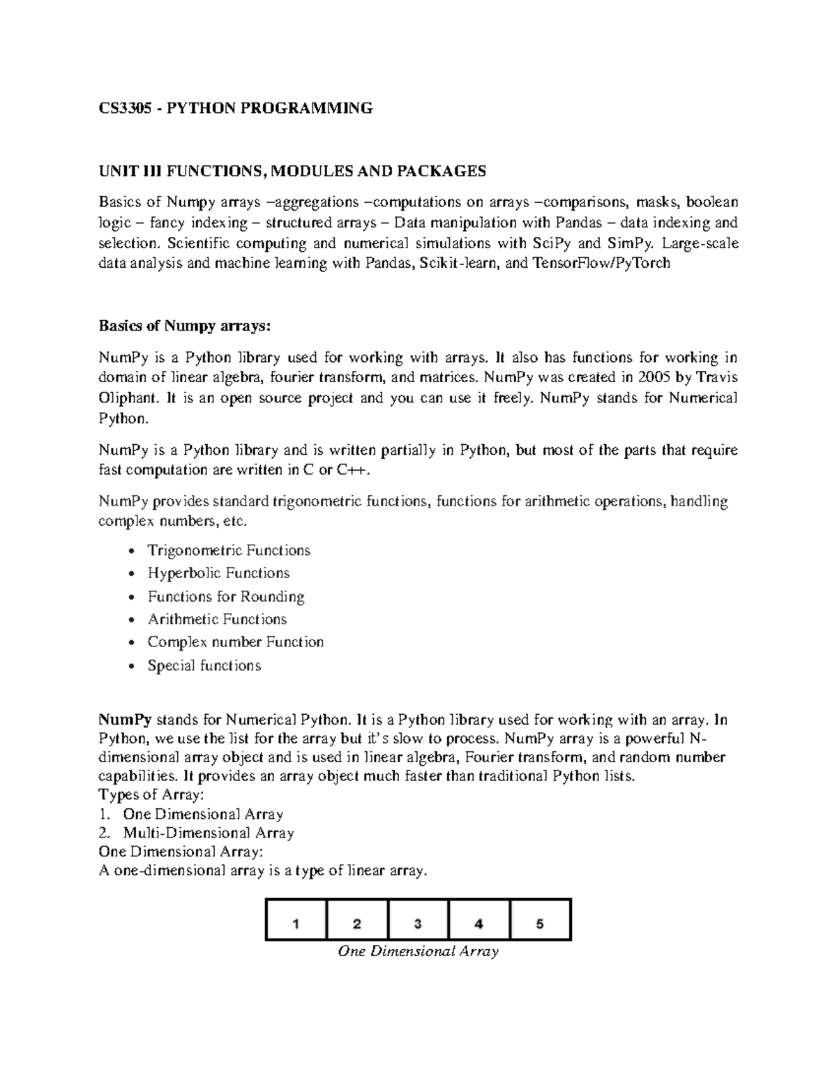 CS3305 - Python Programming: Data Manipulation with NumPy & Pandas - Studocu