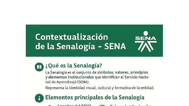 Infografía sobre la Senalogía SENA II: Identidad y Valores - Studocu