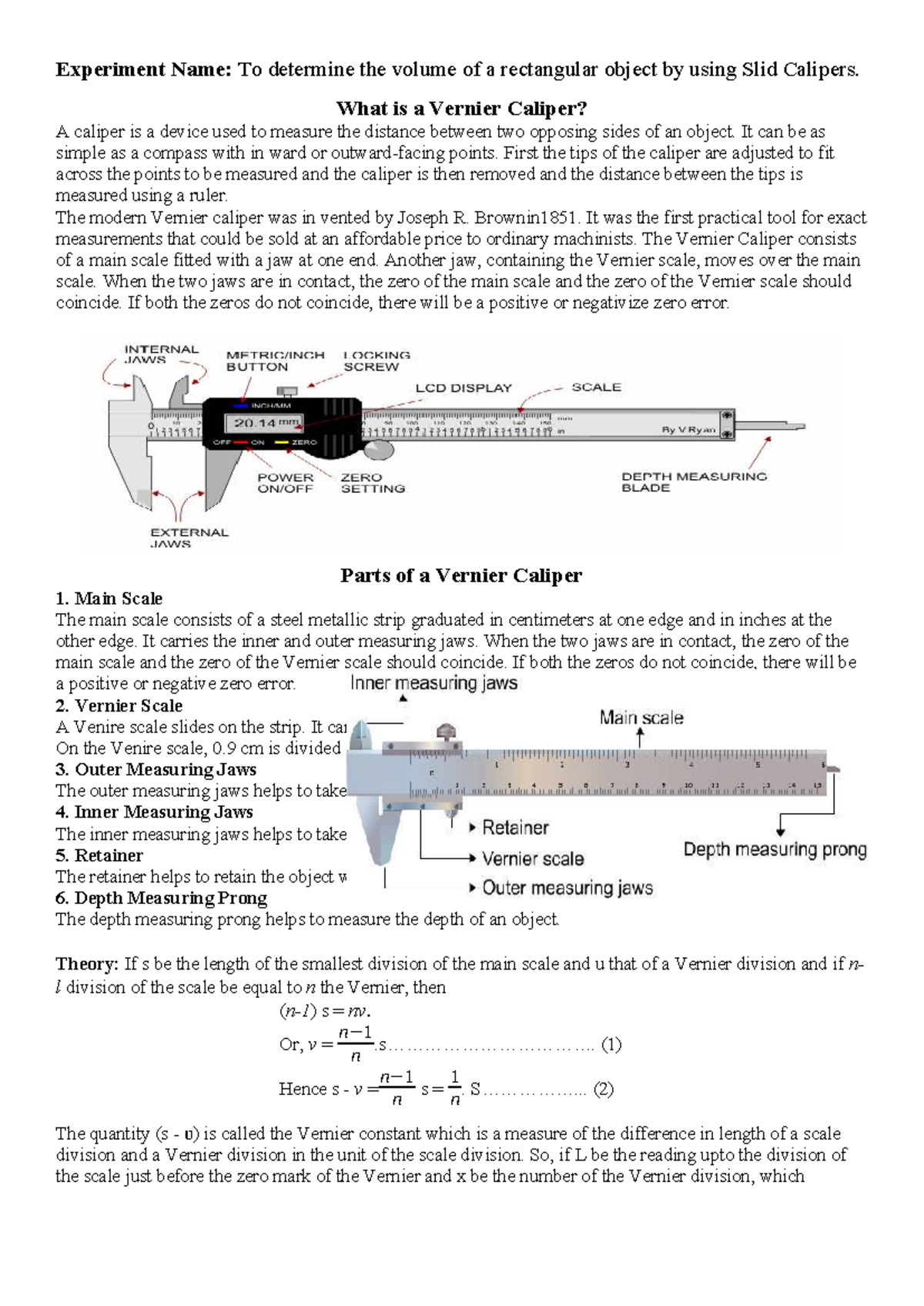 Experiment 01: Measuring Volume of Rectangular Objects with Vernier ...