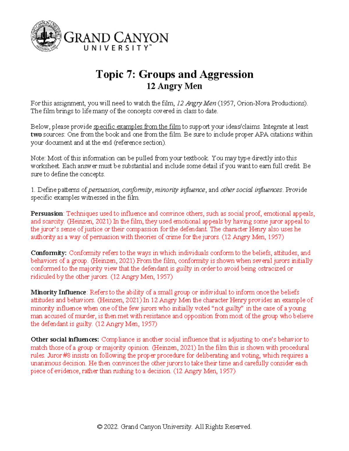PSY 201 - 12 Angry Men Worksheet: Analyzing Group Dynamics and Bias ...