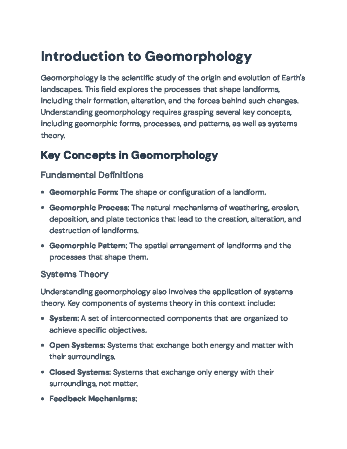 Geomorphology: Key Concepts and Systems Theory for Geo 101 Exam Prep ...